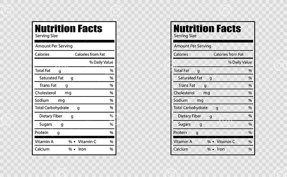 Nutrition Facts Design Label. Vector Illustration in Flat Stock Vector ...