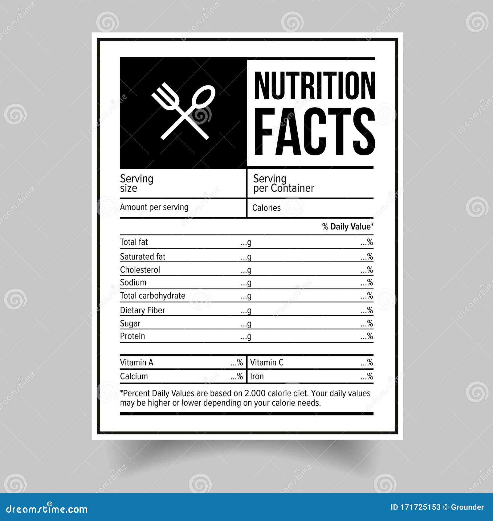 Nutrition Facts Food Label Sticker Stock Vector - Illustration of ...