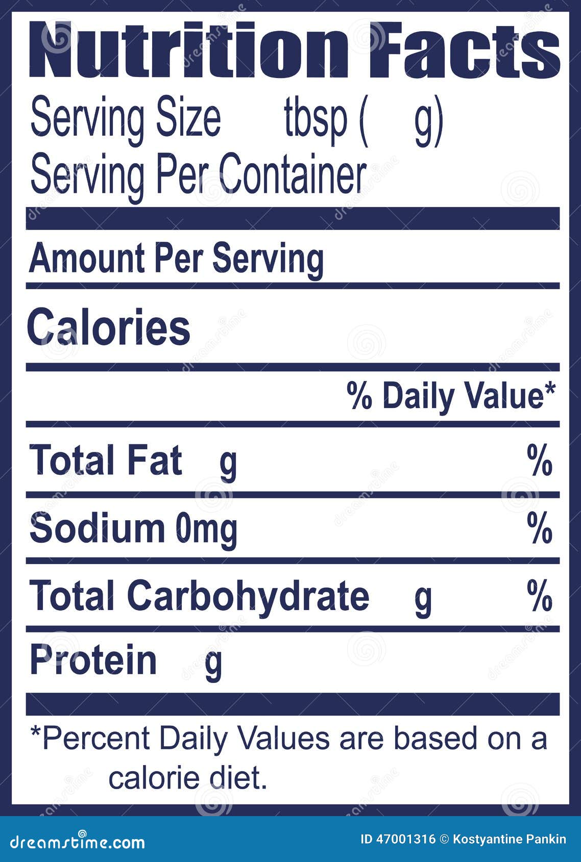 Nutrition Facts stock vector. Illustration of vector - 47001316