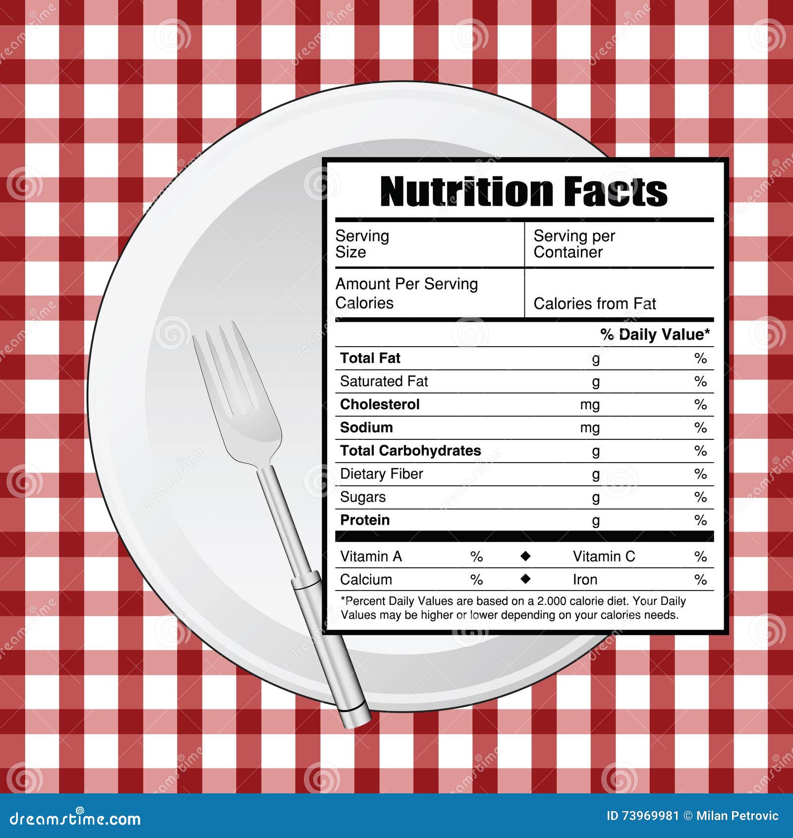 Nutrition Facts on Table Illustration Stock Vector - Illustration of ...