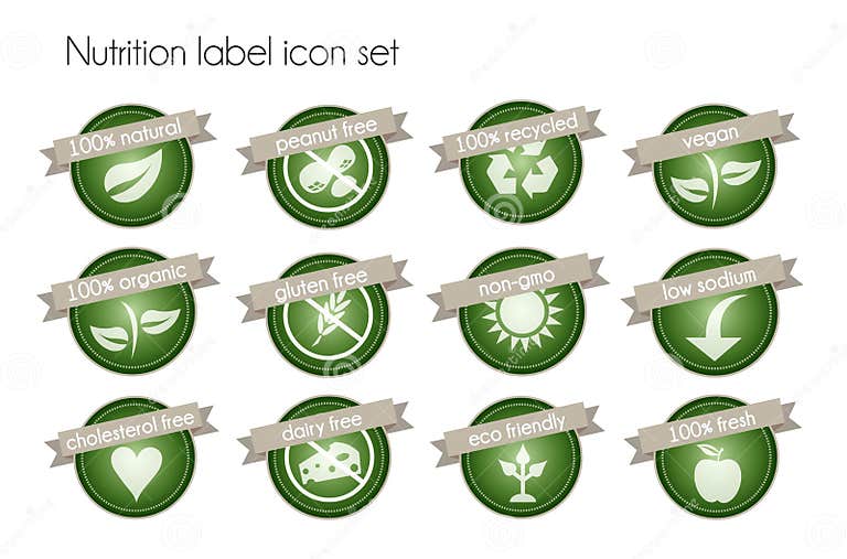 Nutrition label icon set stock vector. Illustration of recycled - 134042428