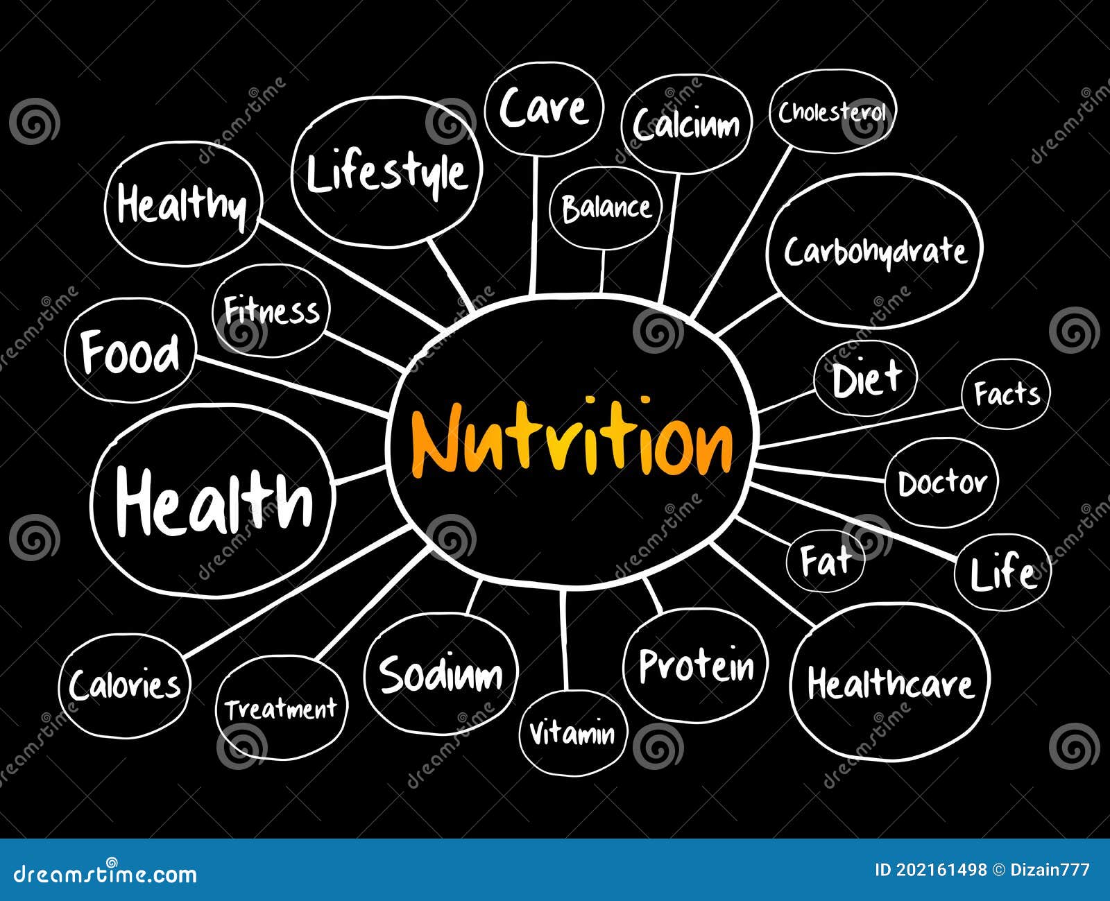 Nutrition Mind Map Flowchart, Health Concept Stock Illustration ...