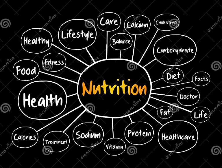 Nutrition Mind Map Flowchart, Health Concept Stock Illustration ...
