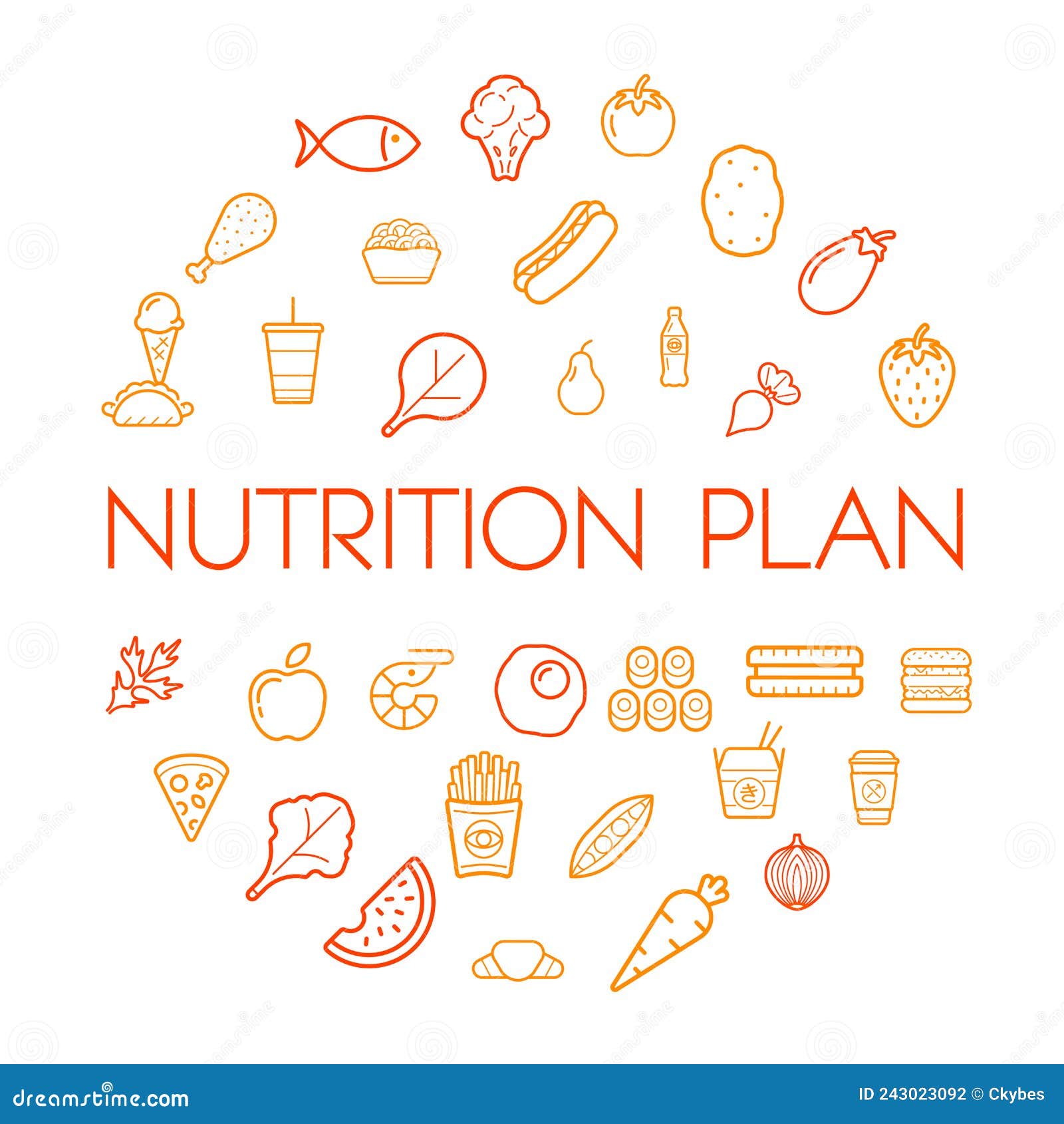 Nutrition Plan Icons with Sign in Circle Shape, Infographic. Vector ...
