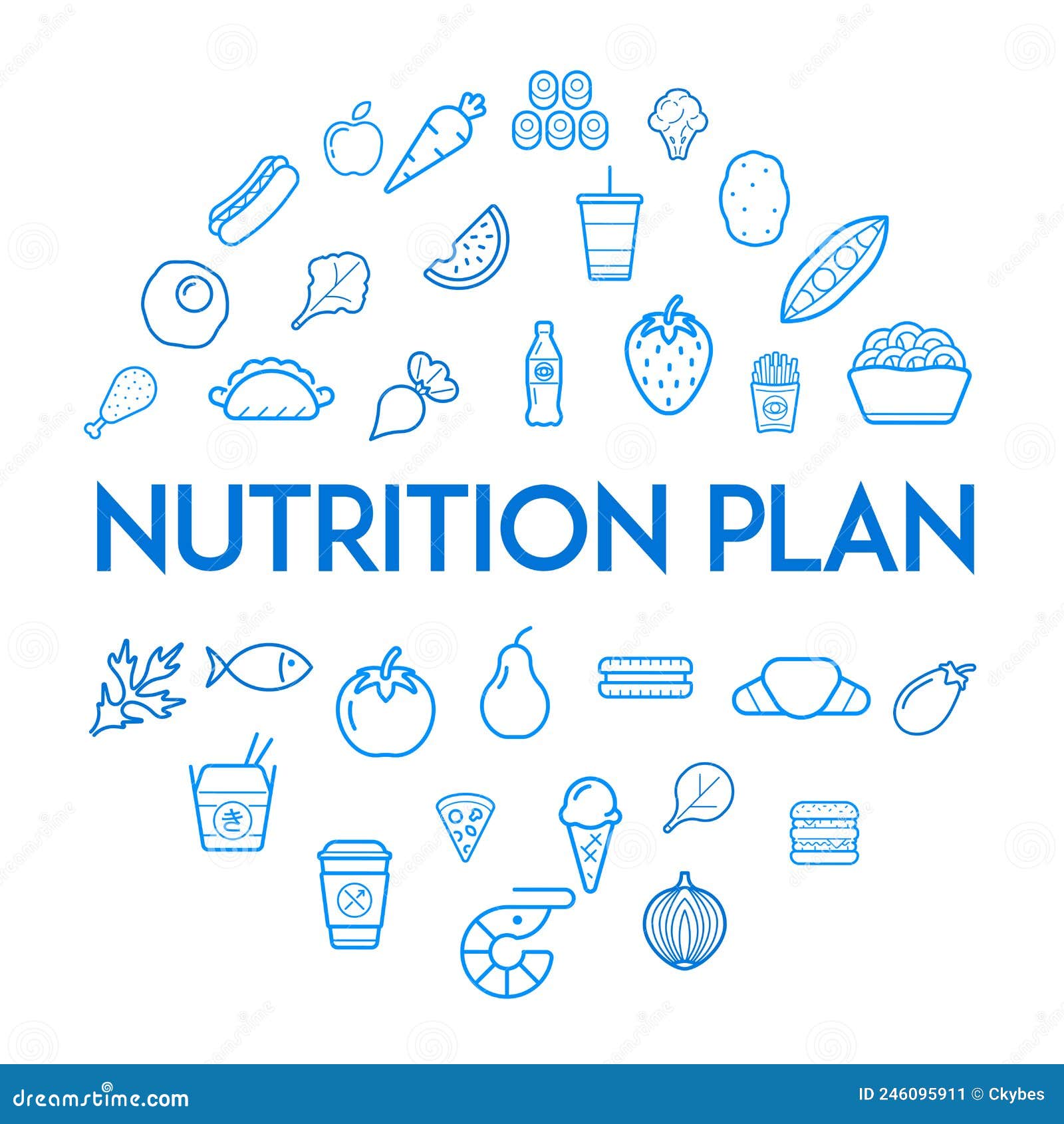 Nutrition Plan Icons with Sign in Circle Shape, Infographic. Vector ...