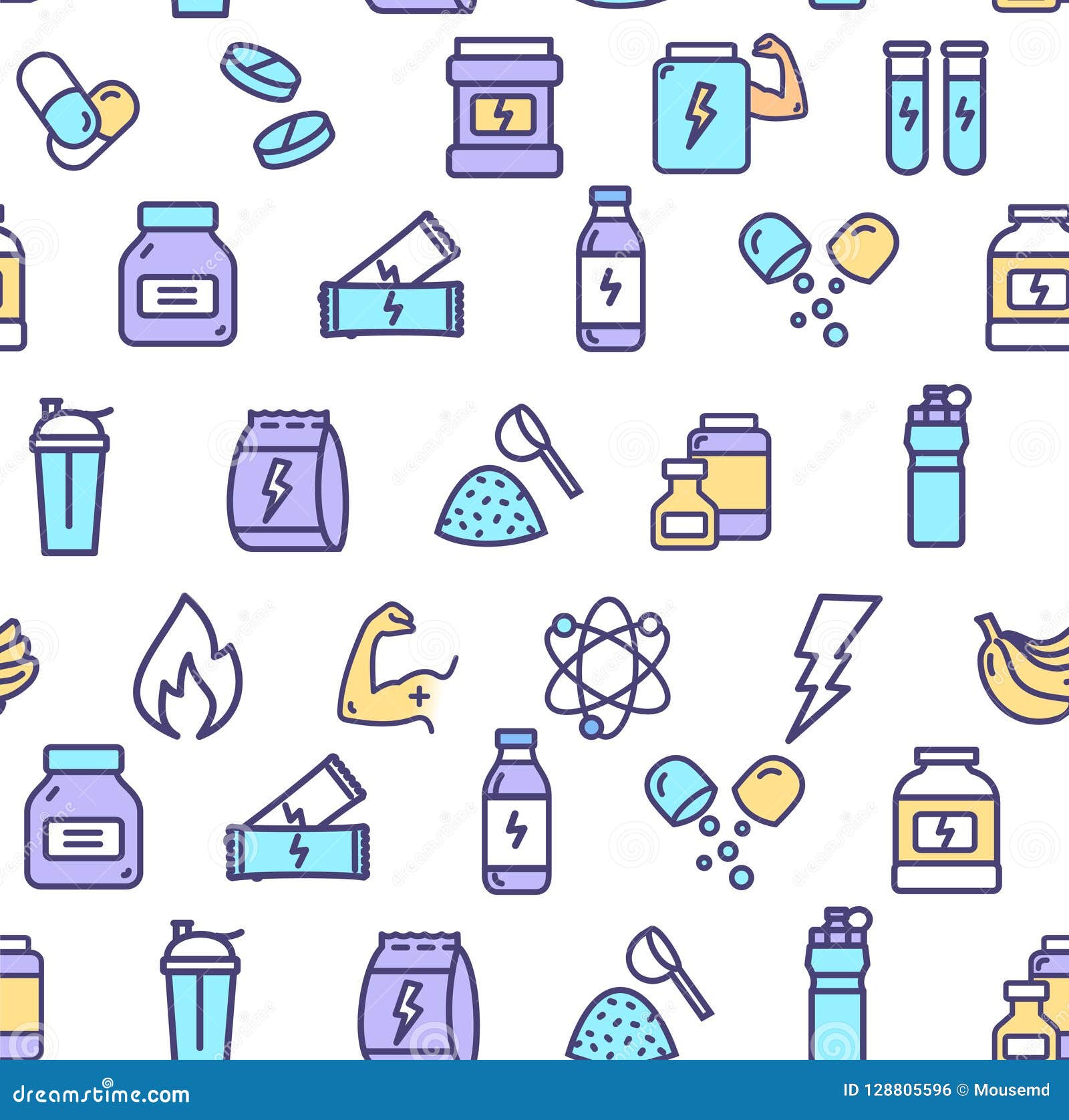 Nutrition Signs Seamless Pattern Background on a White. Vector Stock ...