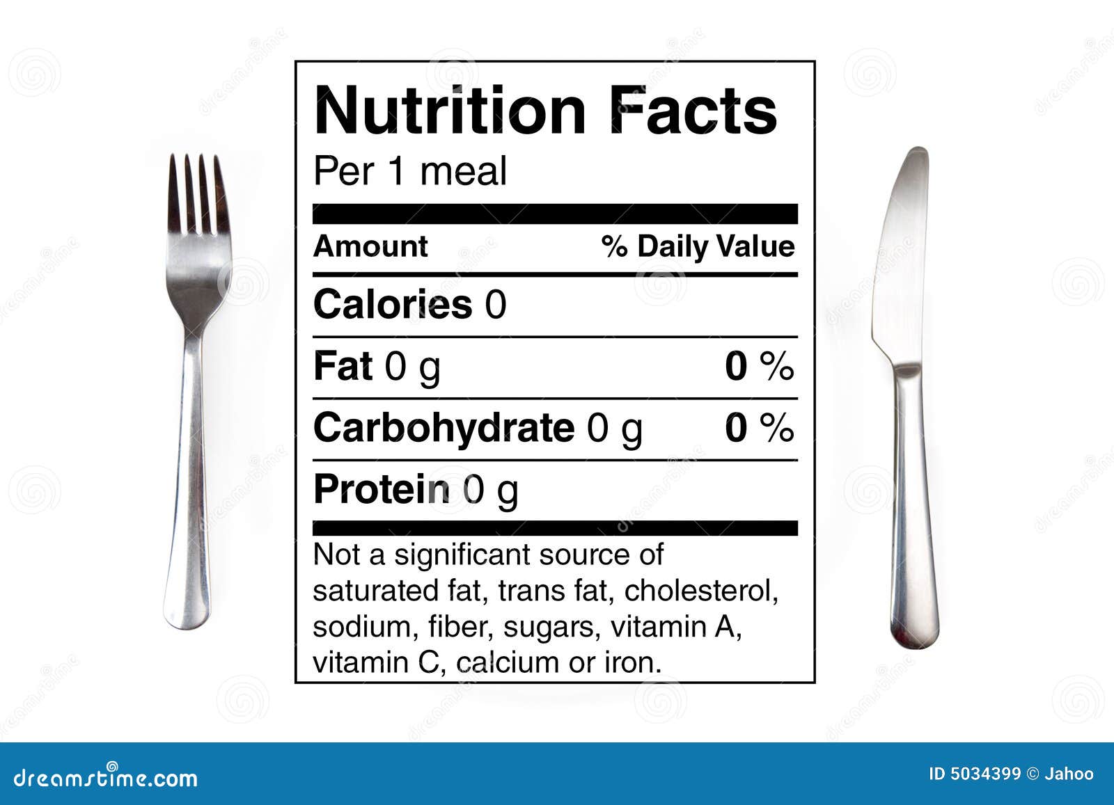 Nutrition Table 0 Calorie Meal Stock Image - Image of knife, concept ...