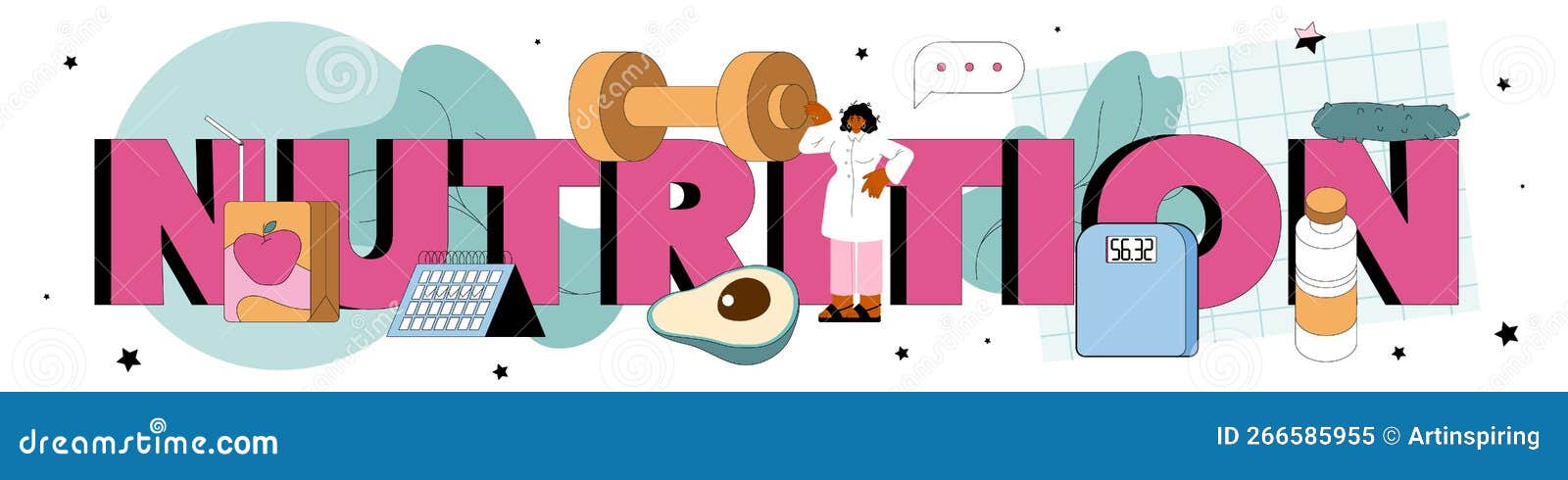 Nutrition Typographic Header. Nutrition Therapy with Healthy Food Stock ...