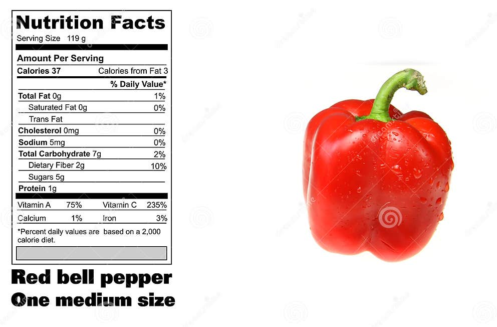 Nutritional Facts of Red Pepper Stock Photo - Image of carbohydrate ...