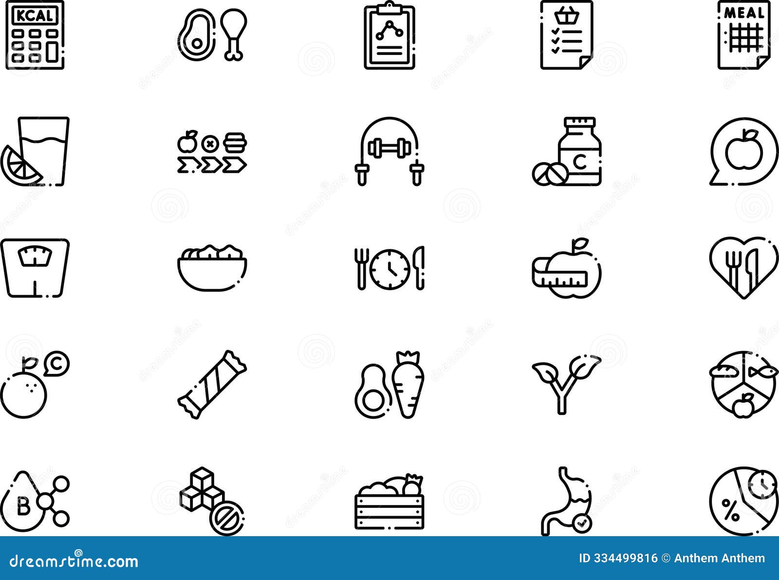 Nutritional Plan Icons Collection is a Vector Illustration with ...