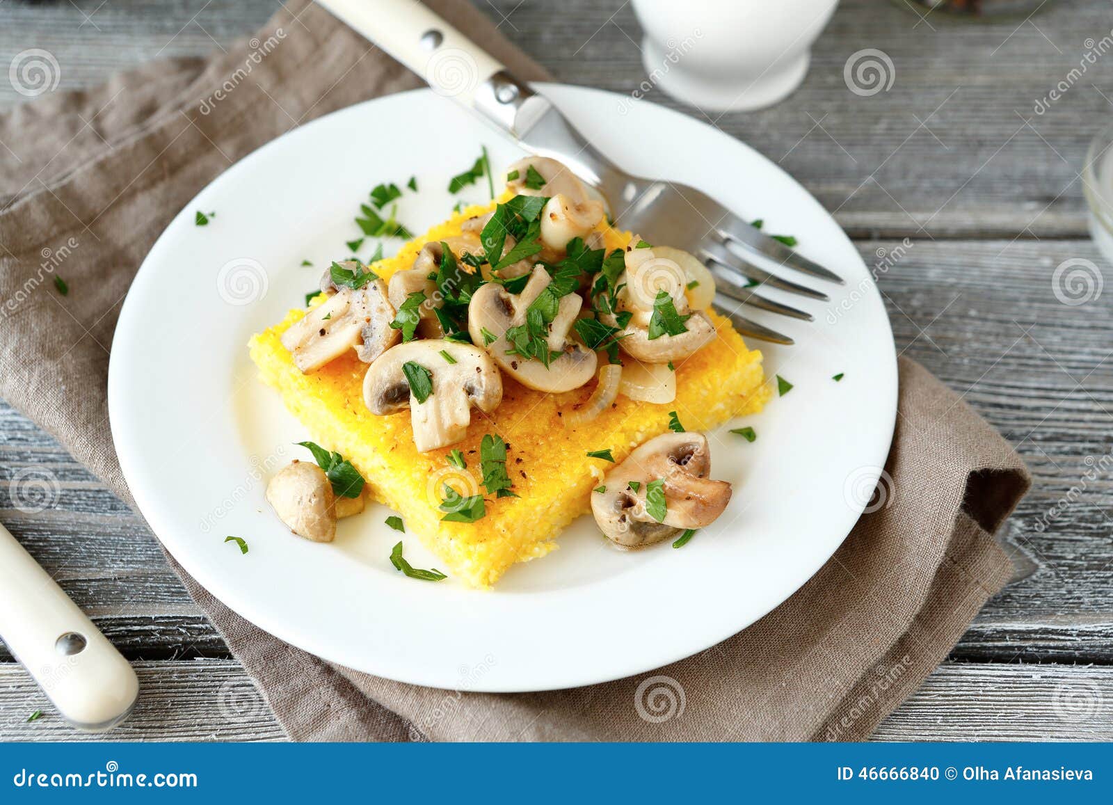 Nutritional Polenta in a Plate on the Boards Stock Photo - Image of ...