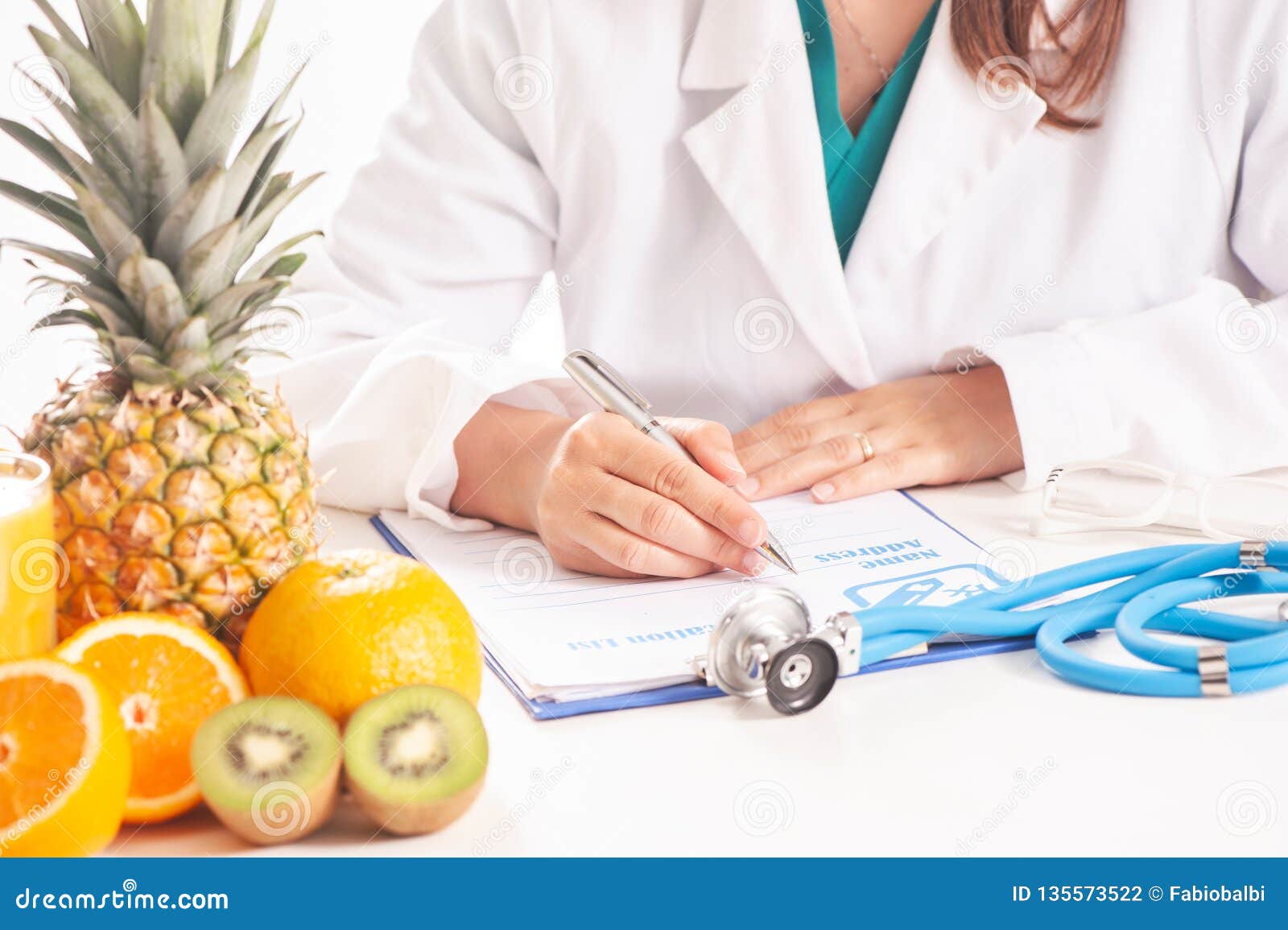 Nutritionist Doctor Writing Diet Plan on Table Stock Photo - Image of ...