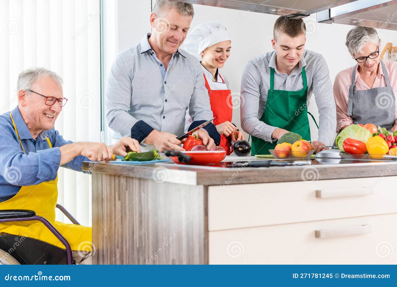 Nutritionist and Trainees in a Training Kitchen Stock Image - Image of ...