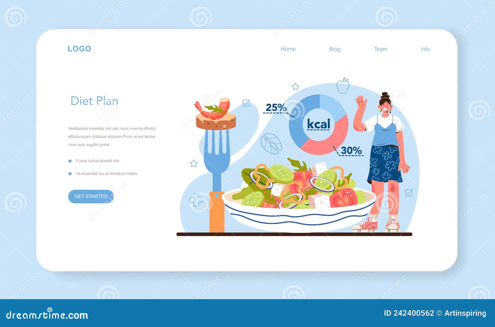 Nutritionist Web Banner or Landing Page. Diet Therapy with Healthy Food ...