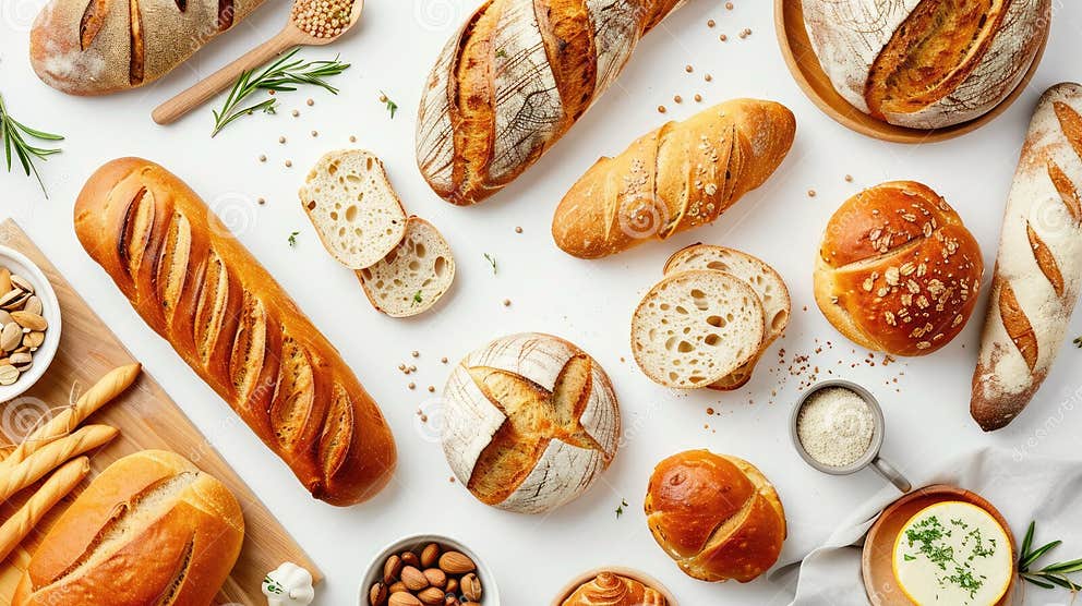 Nutritious Bread Options Displayed Elegantly on a White Table, Captured ...