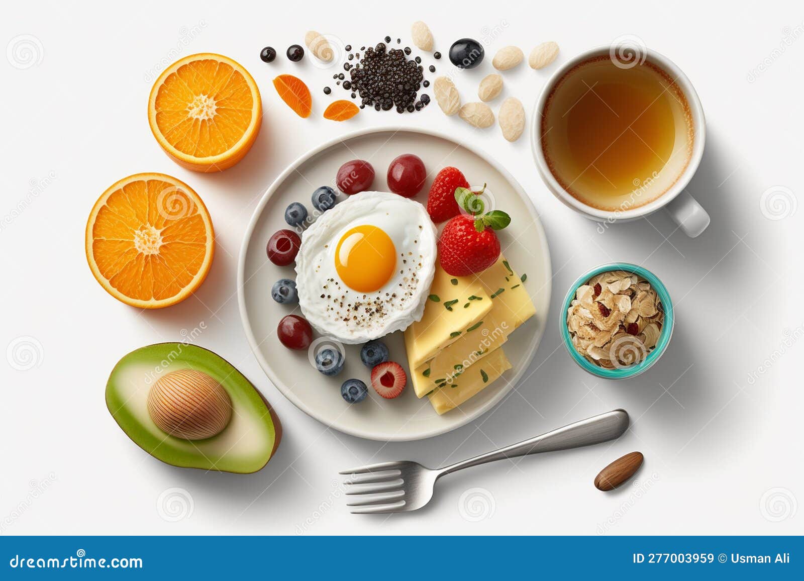 A Nutritious Breakfast with Diverse Options, Showcased Against a White ...
