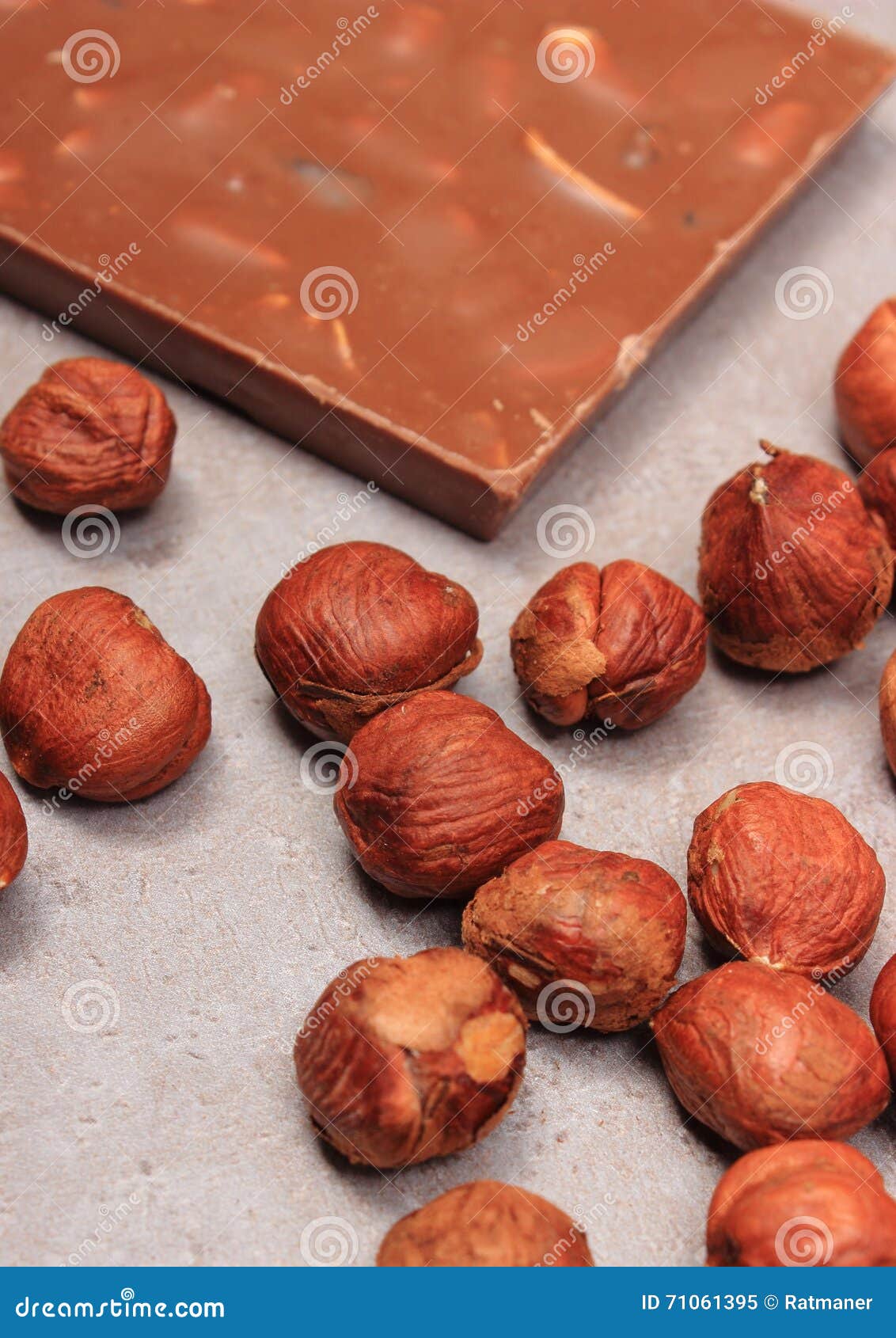 Nutritious Chocolate and Hazelnuts on Cement Structure Stock Image ...