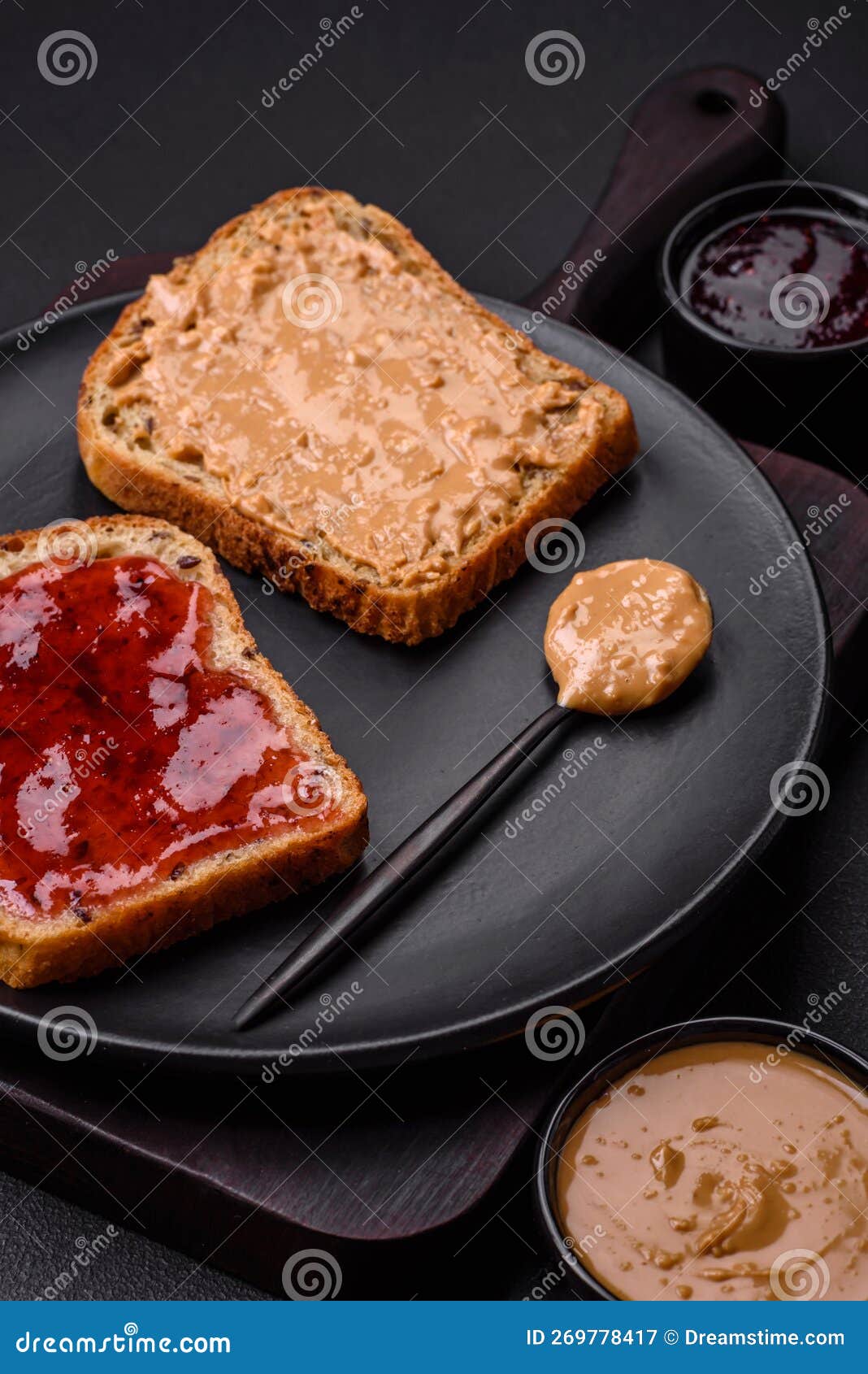 Nutritious Sandwiches Consisting of Bread, Raspberry Jam and Peanut ...