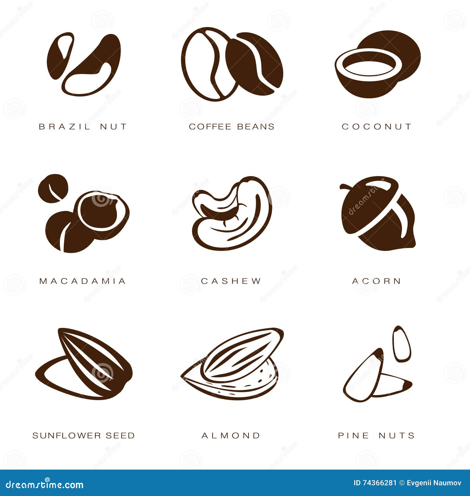 Nuts, Beans And Seeds Line Icon Set, Food Symbols Collection, Vector ...