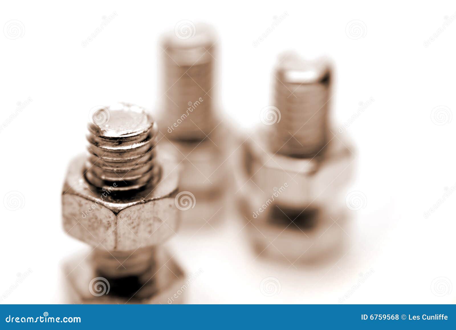 Nuts on bolts stock photo. Image of bolt, metal, close - 6759568