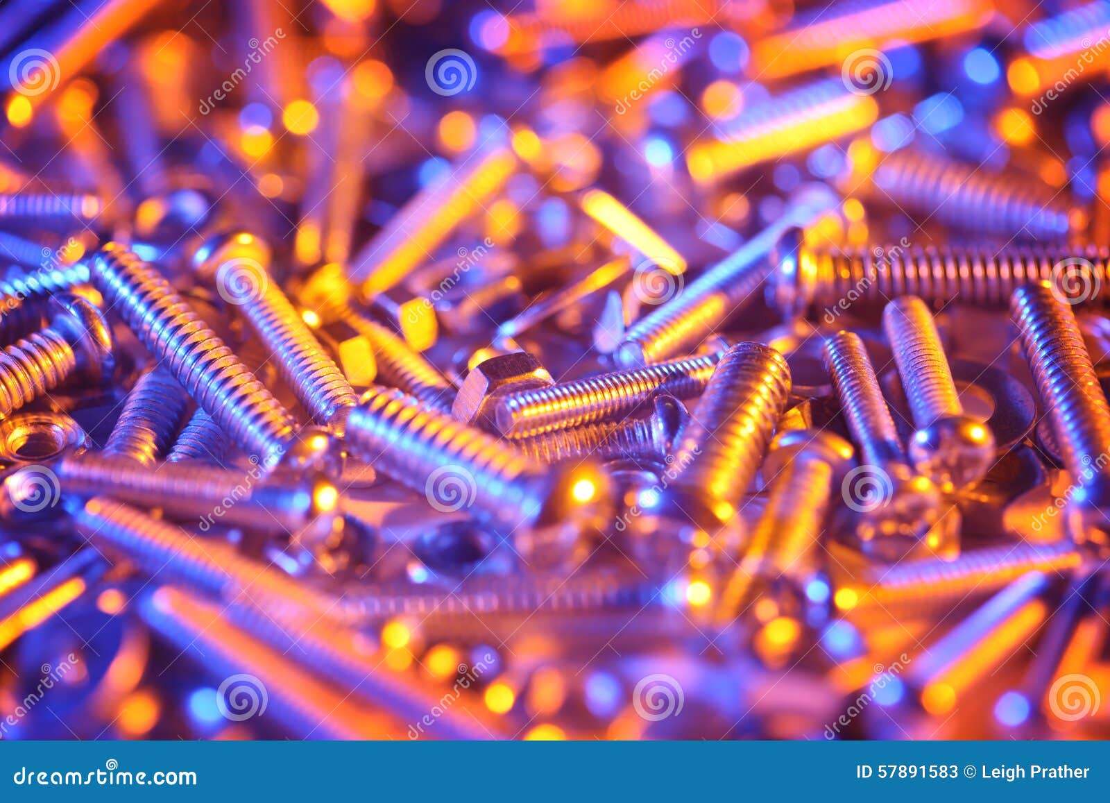 Nuts and Bolts in Bright Colorful Lights Stock Image - Image of ...