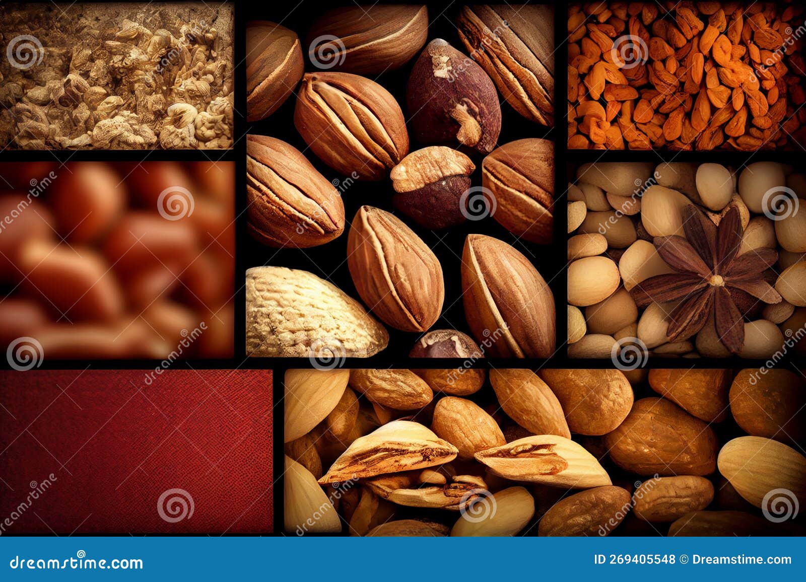 Nuts Collage, Different Colorful Nuts Backgrounds Stock Photo - Image ...