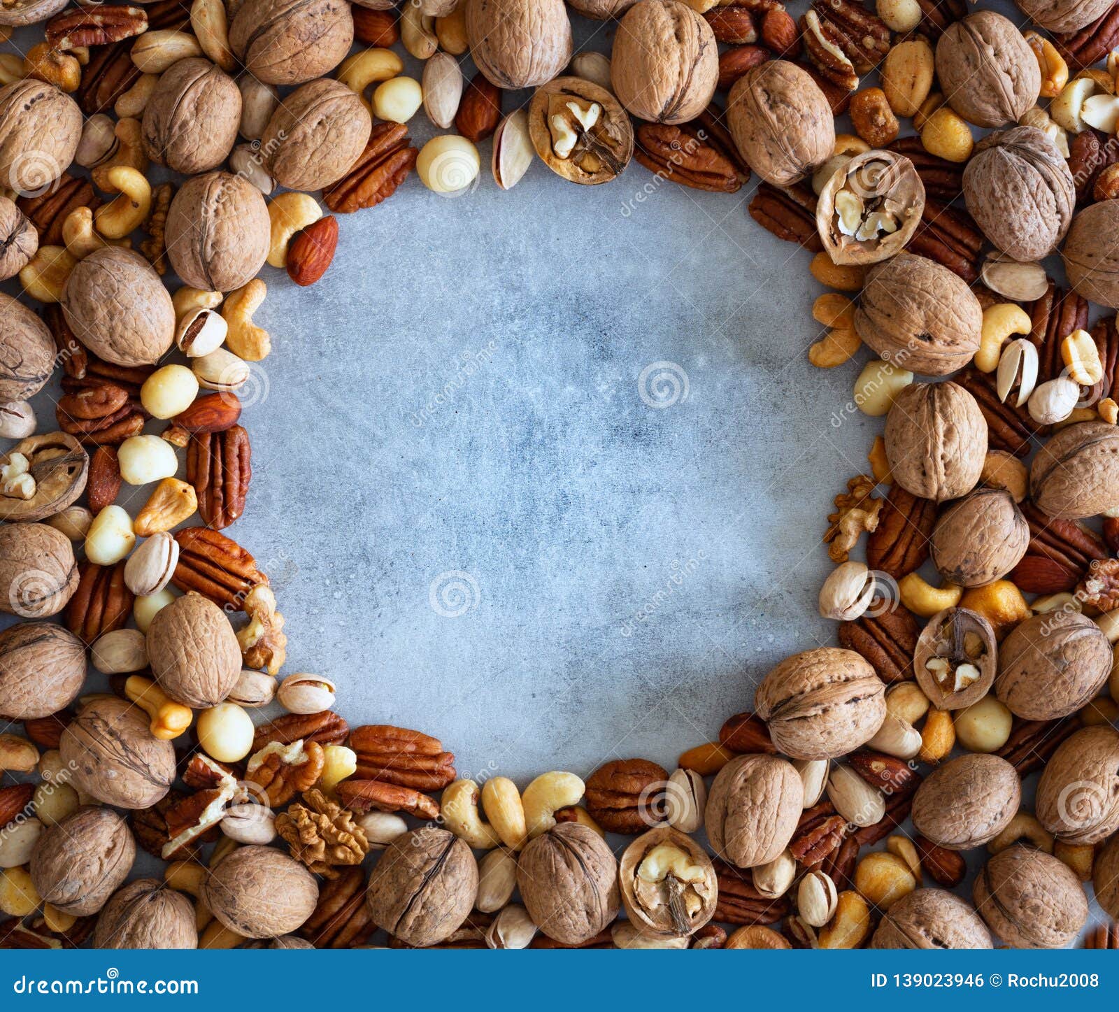 Nuts, Different Types, Free Space for Lettering Stock Photo - Image of ...