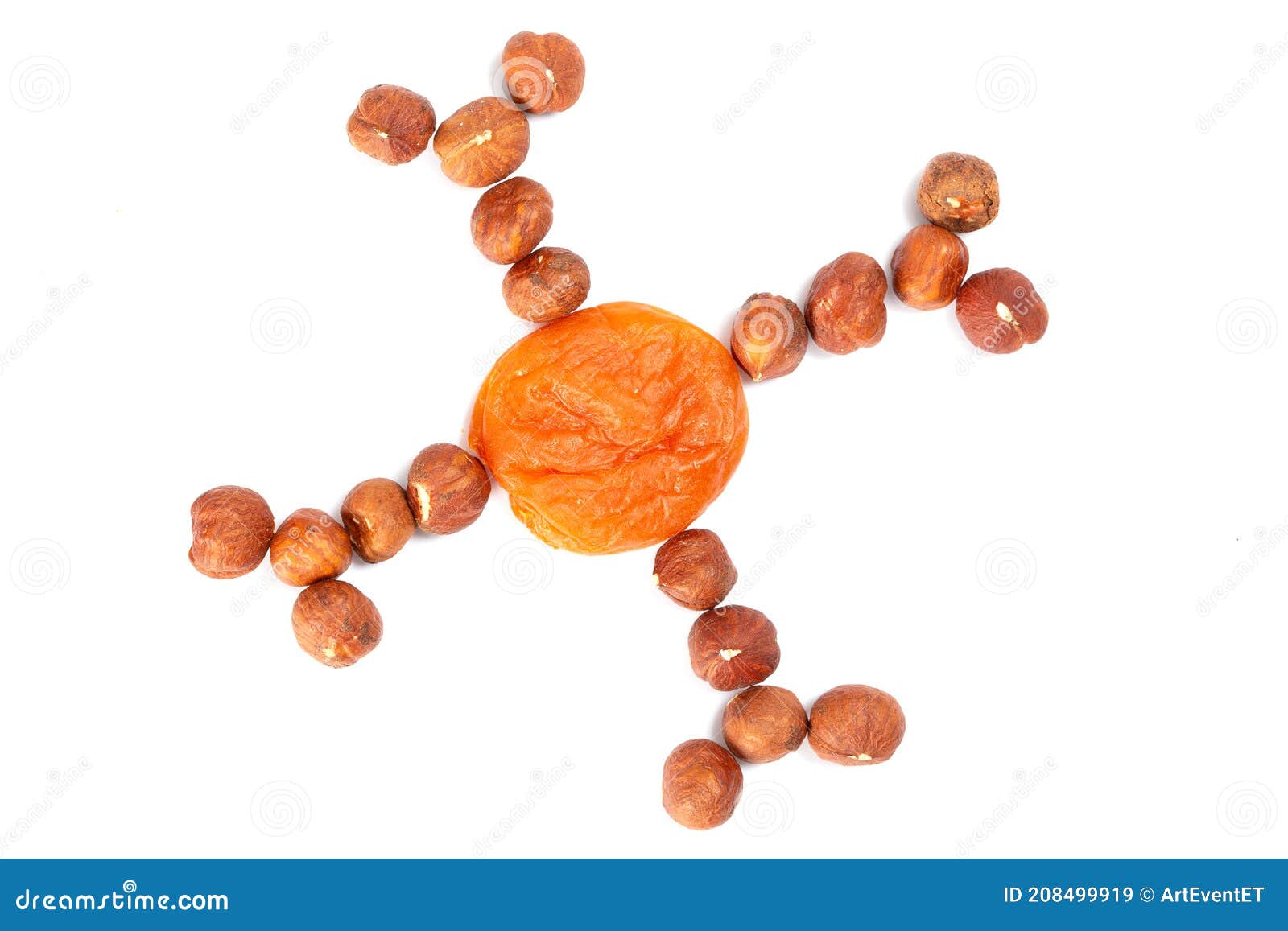 Nuts and Dried Apricots in Form of Molecule a White Background Stock ...