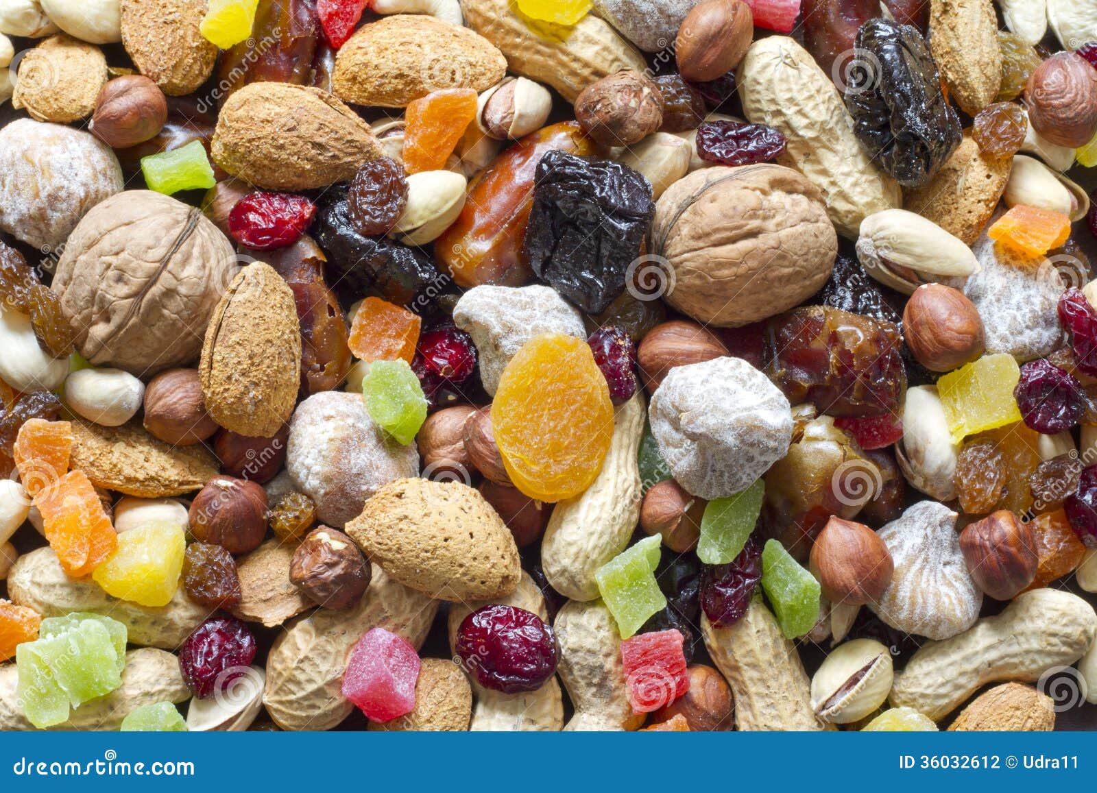 Nuts and Dried Fruits Background Stock Photo - Image of chopped ...