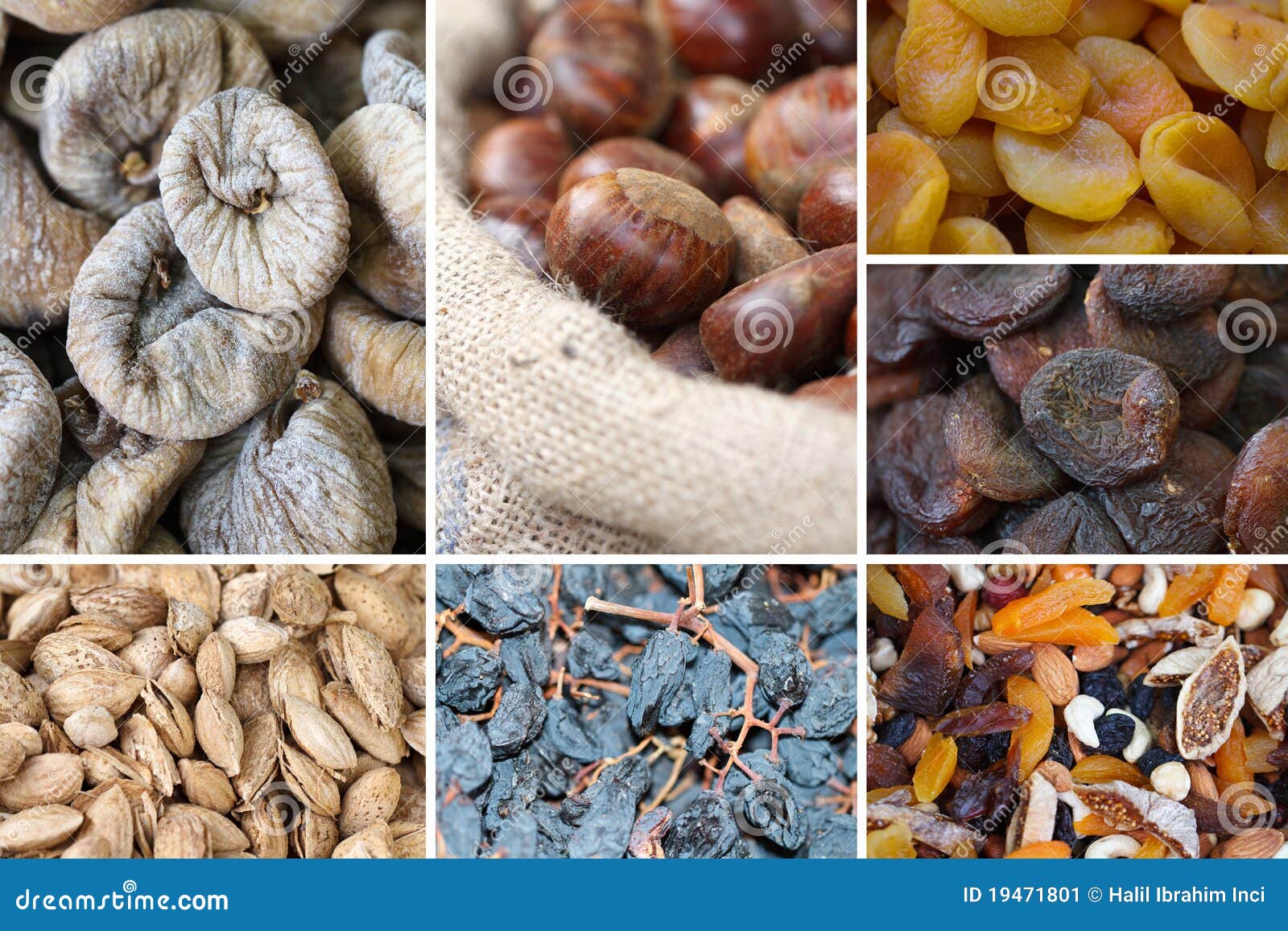 Nuts and Dried Fruits Collage Stock Image - Image of close, diet: 19471801