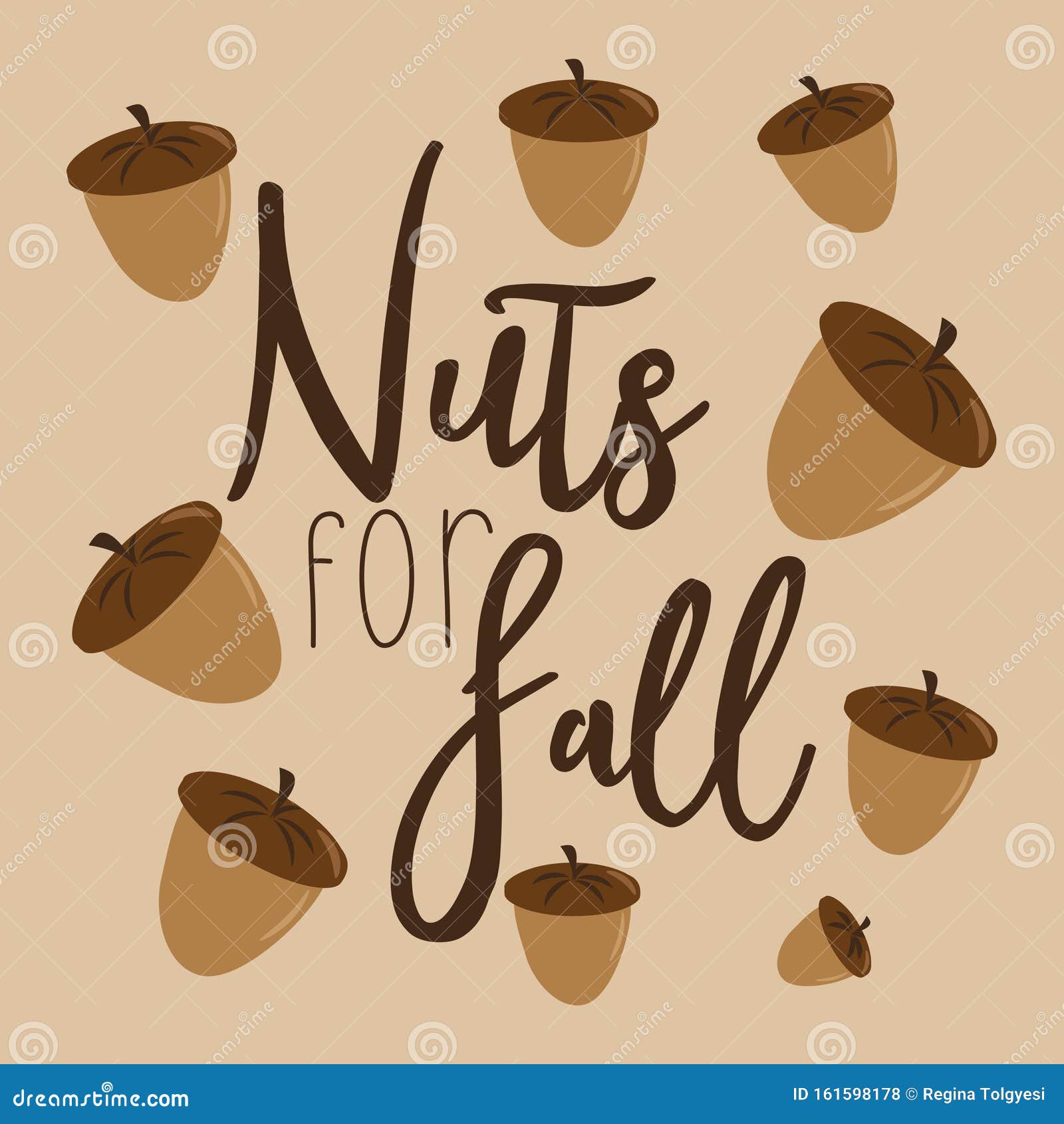 Nuts for Fall, Autumn Text, with Nuts, on Brown Backgorund Stock Vector ...