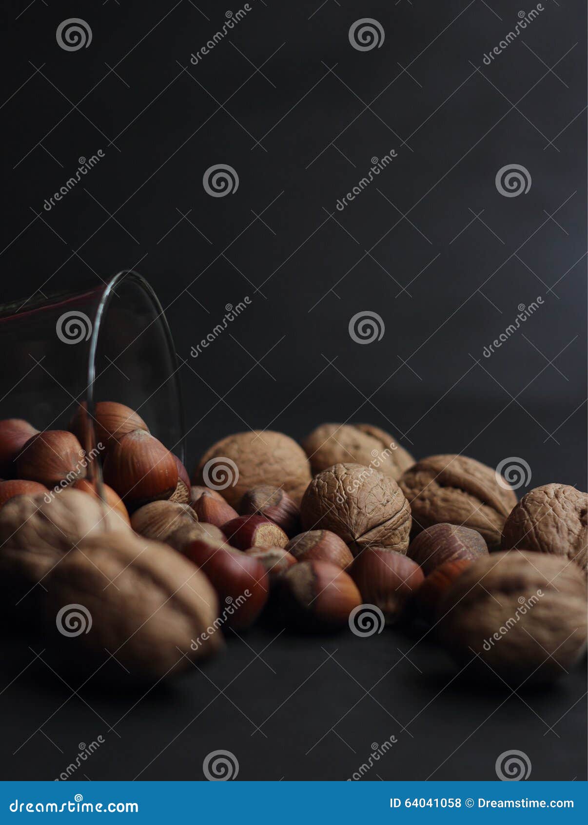 Nuts in a Glass on Dark Background Stock Photo - Image of health ...