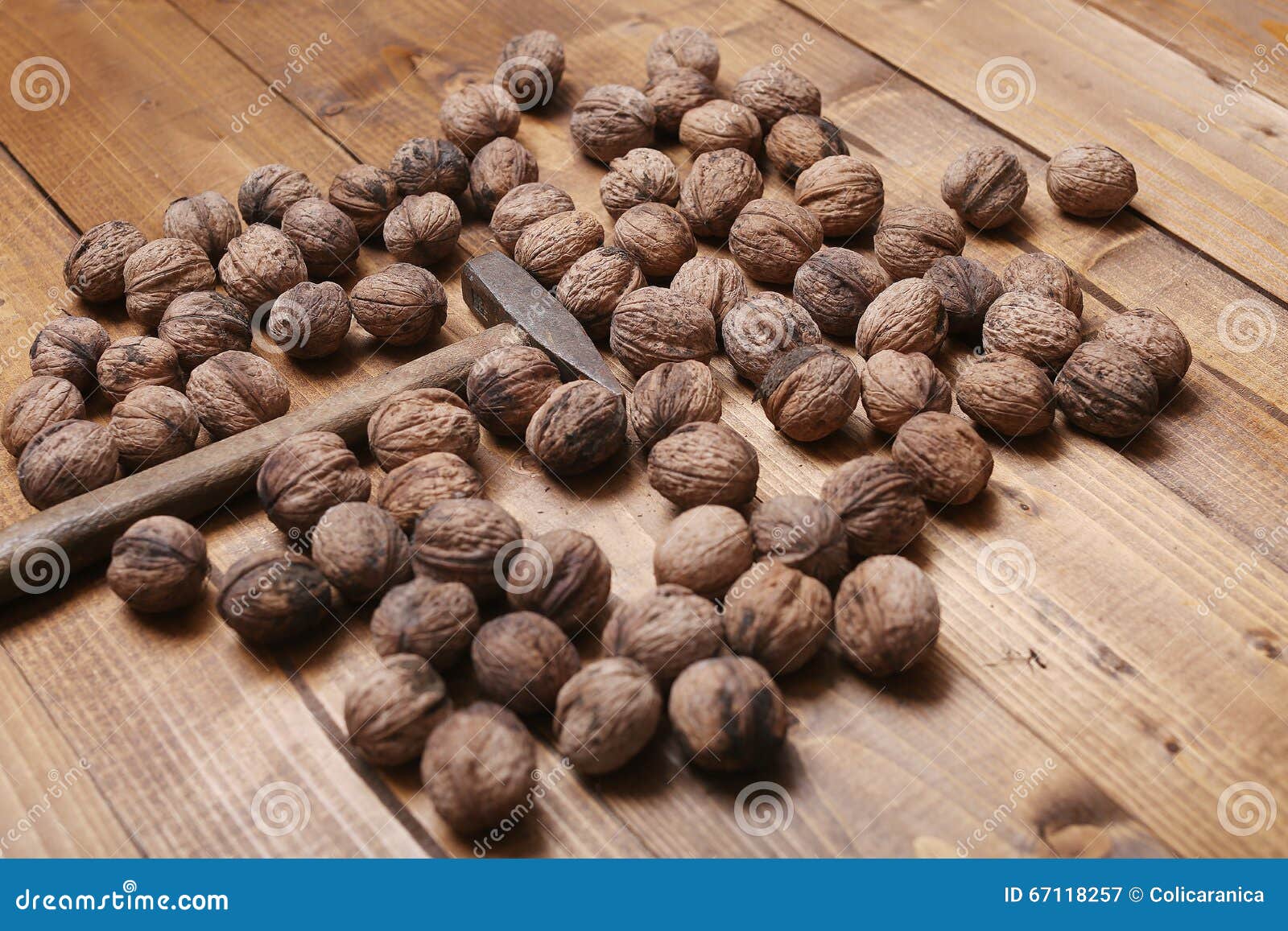 Nuts and a hammer stock image. Image of healthy, tools - 67118257