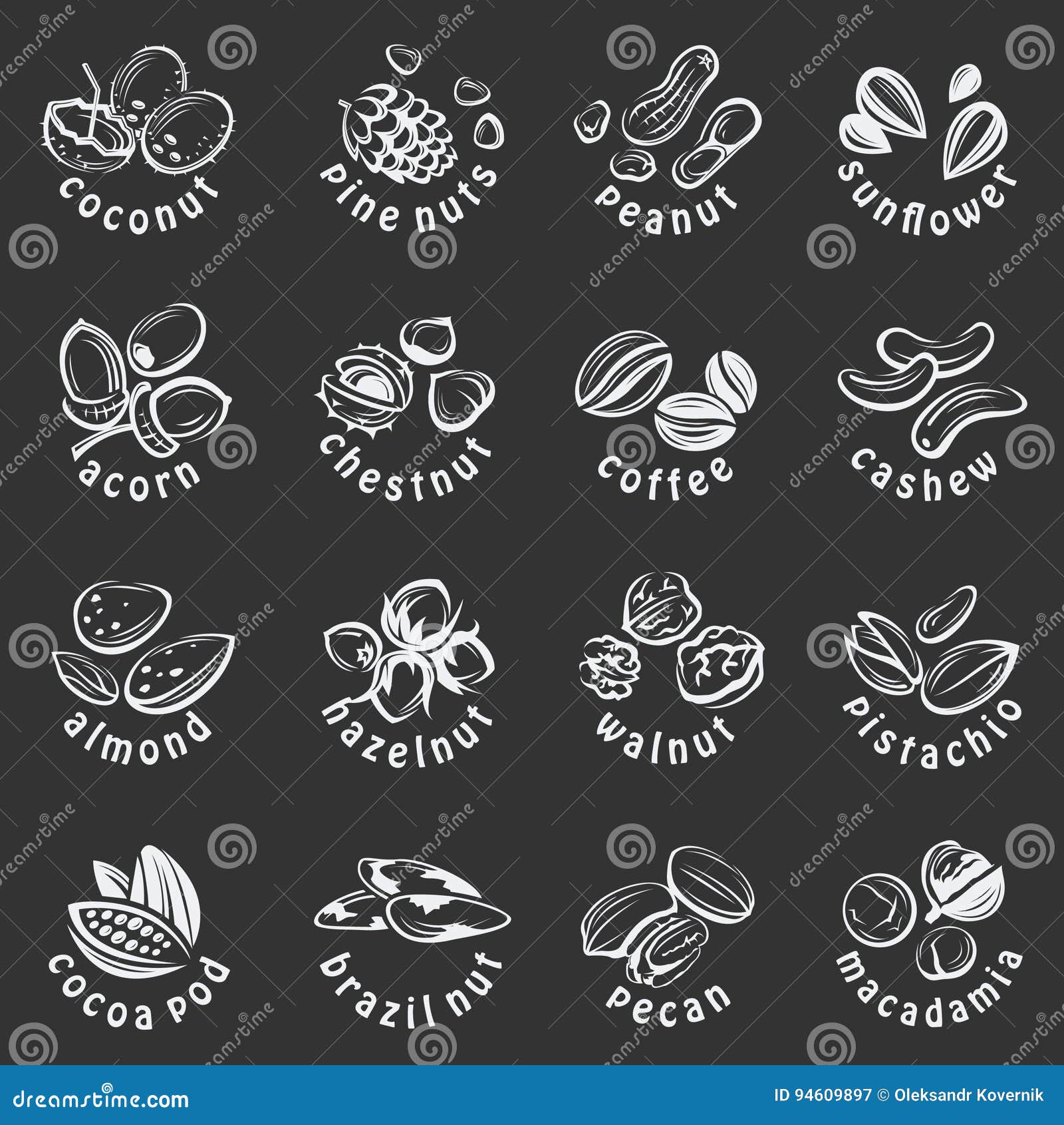 15 Nuts Icons - This Collection Includes Illustrated Types Of Nuts With ...