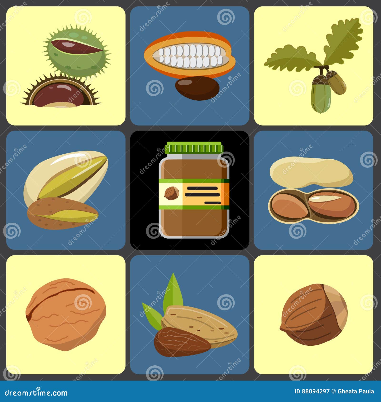 Nuts Icons Set stock illustration. Illustration of icons - 88094297