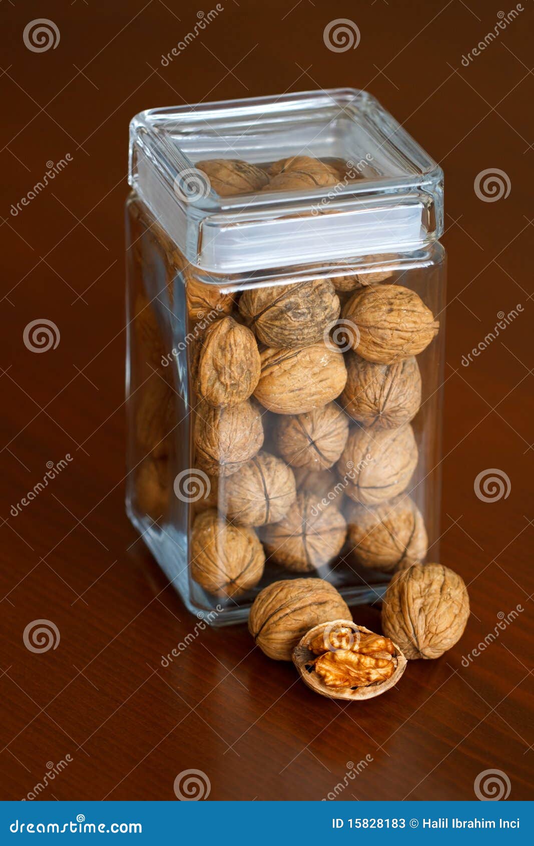 Nuts jar - walnut stock image. Image of food, walnut - 15828183