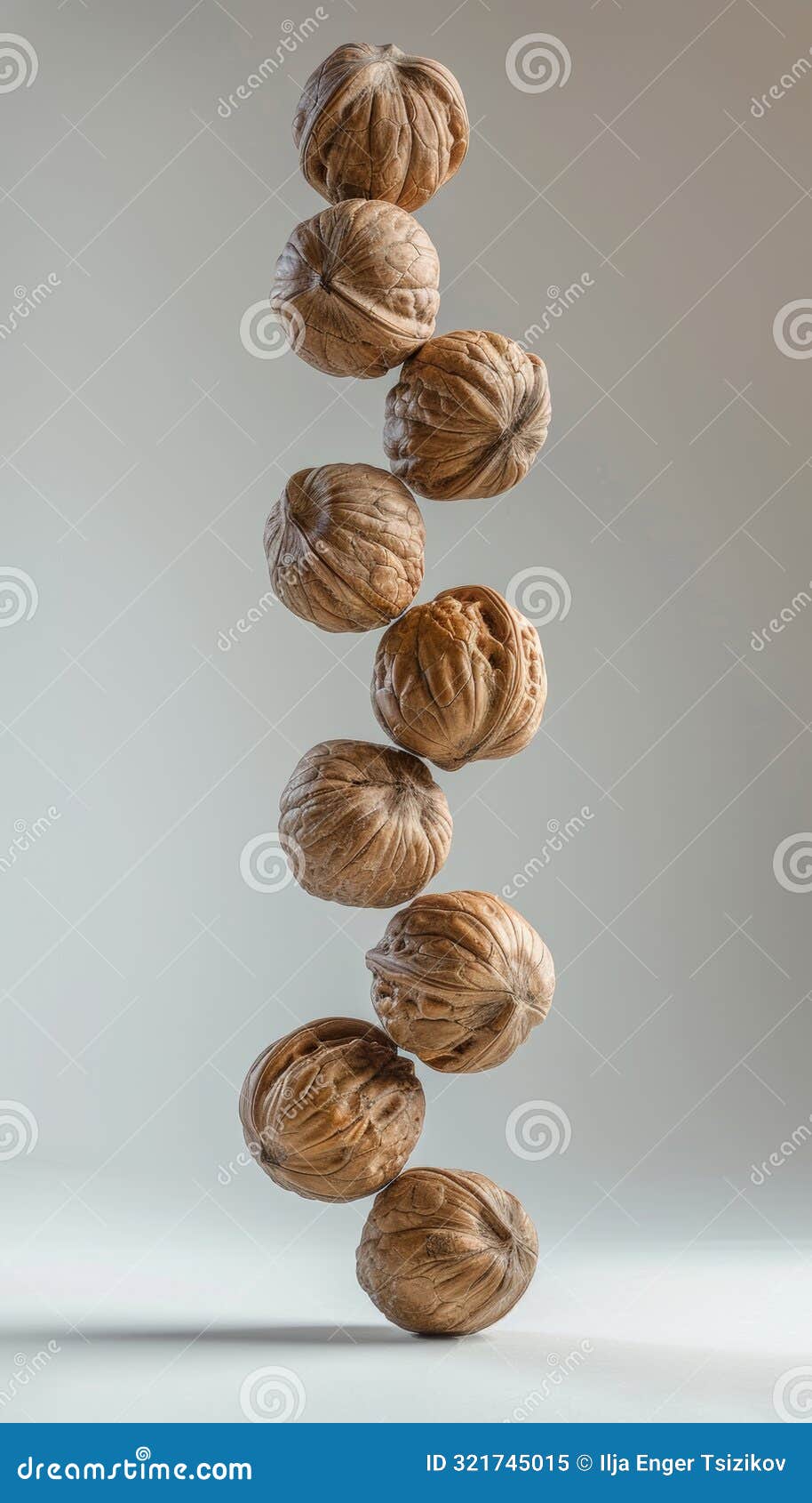 Nuts Levitating, Gracefully Falling on White Background in a ...