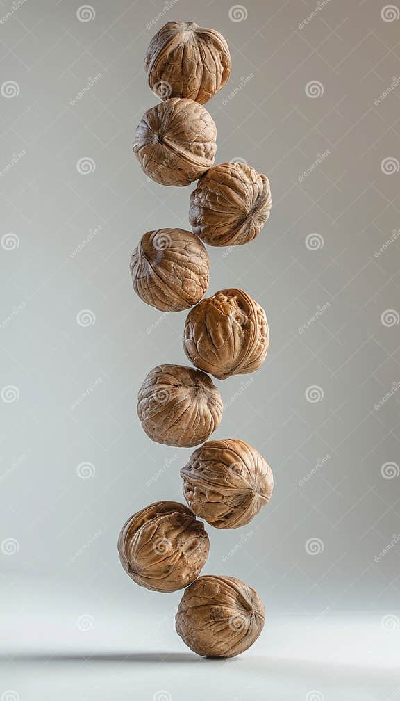 Nuts Levitating, Gracefully Falling on White Background in a ...