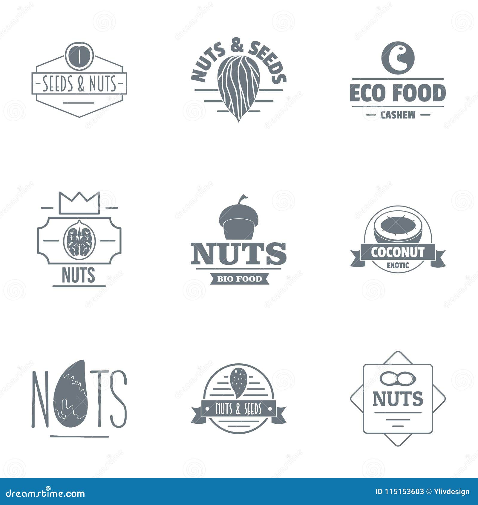 Nuts Logo Set, Simple Style Stock Vector - Illustration of cook, chow ...
