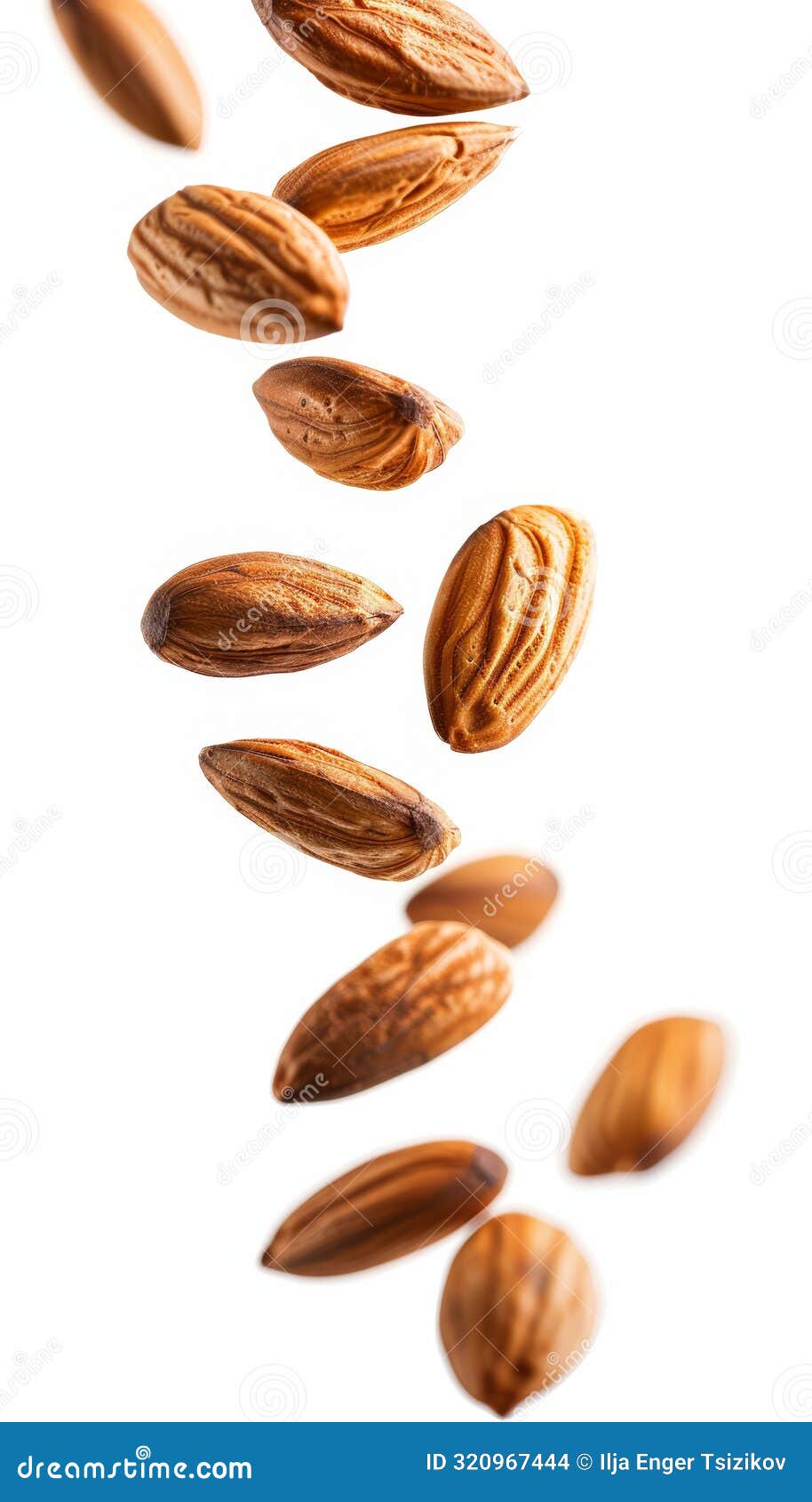 Nuts In Midair, Falling And Levitating On White Background, Creating A ...