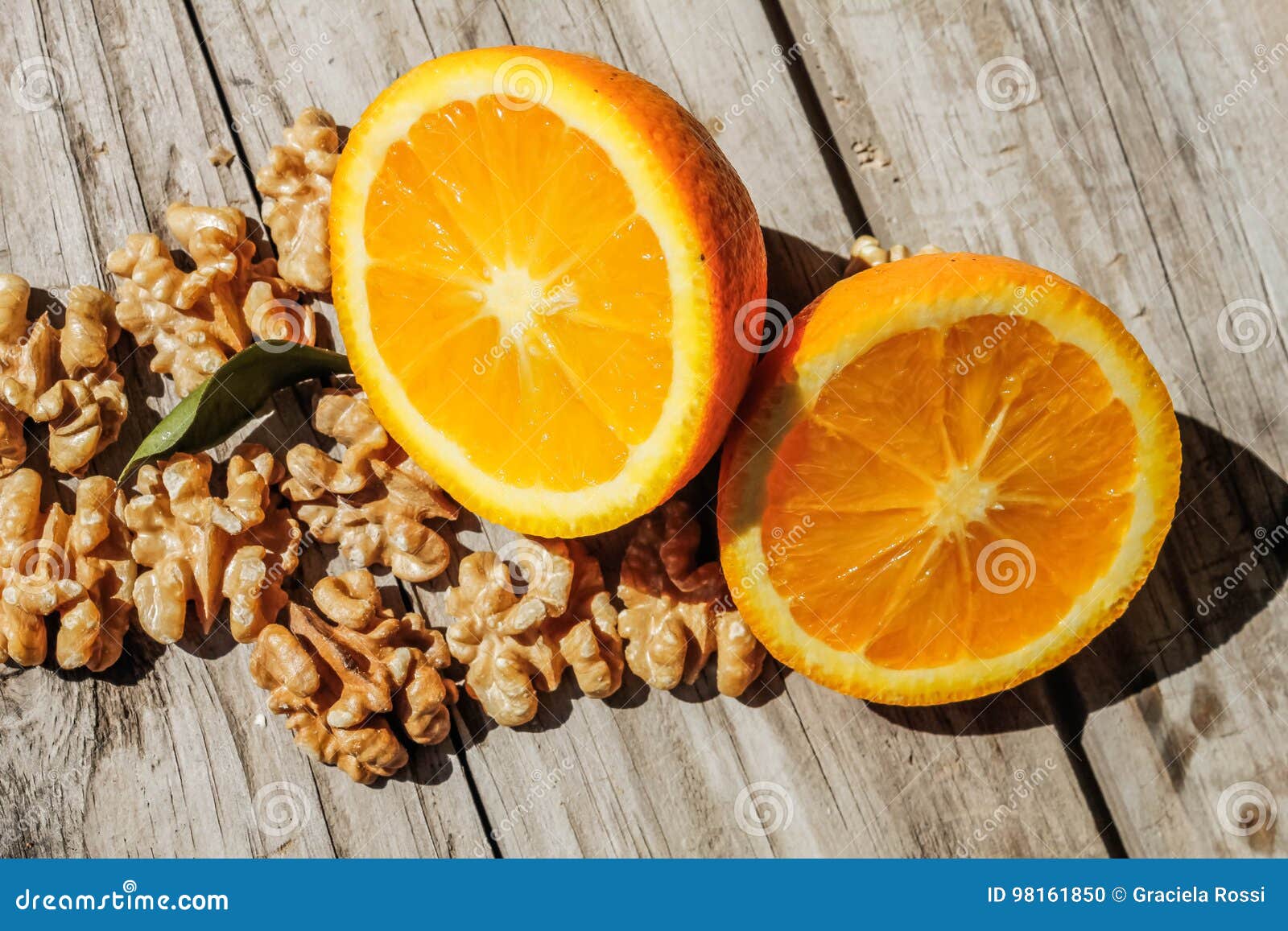 Nuts and orange stock photo. Image of citric, bright - 98161850