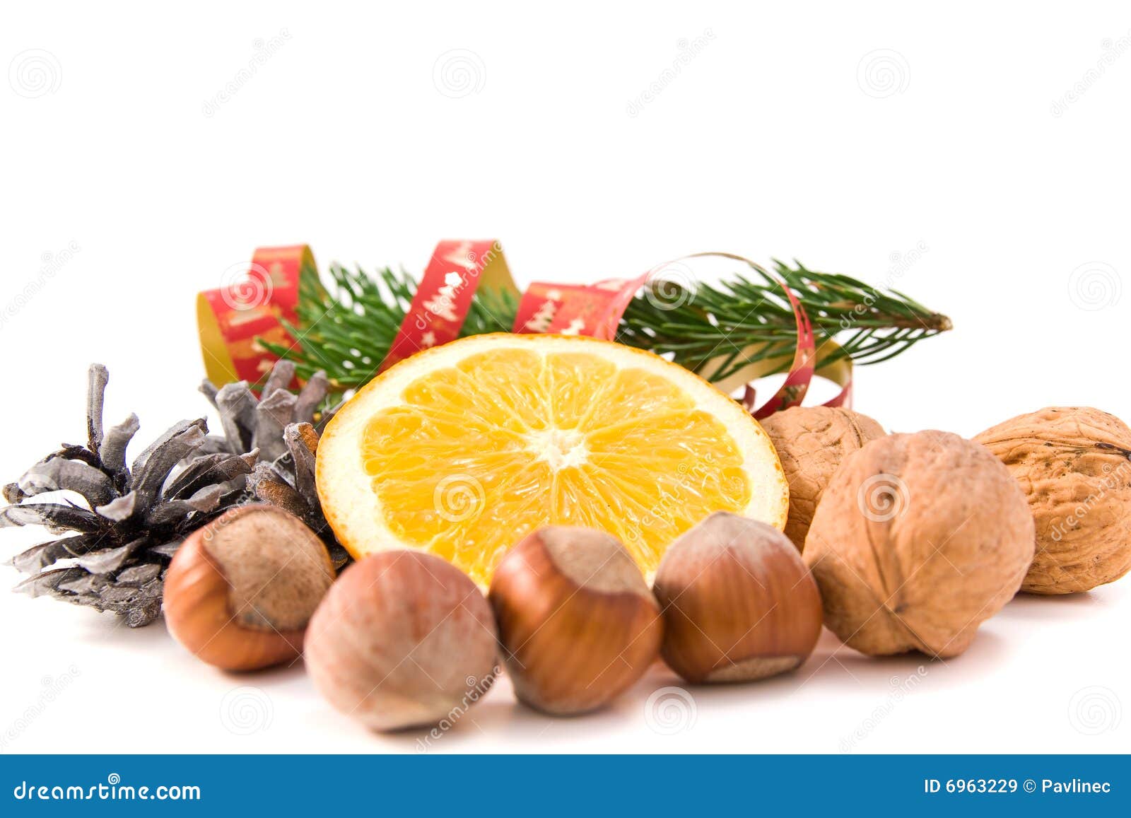 Nuts and Orange Xmas Decoration Stock Image - Image of decor ...