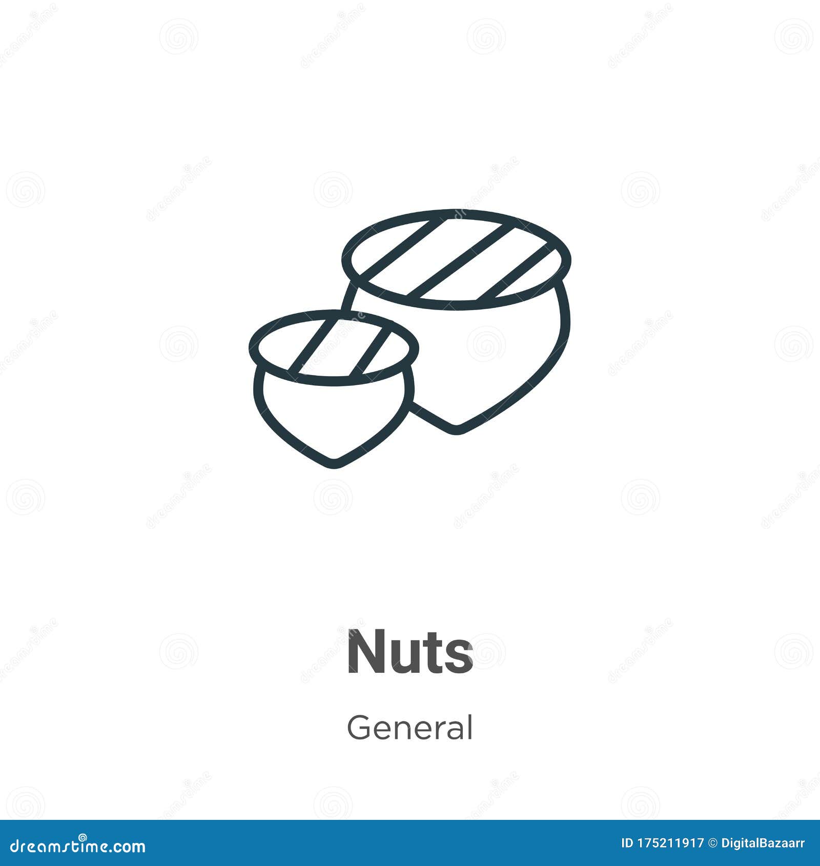 Nuts Outline Vector Icon. Thin Line Black Nuts Icon, Flat Vector Simple ...