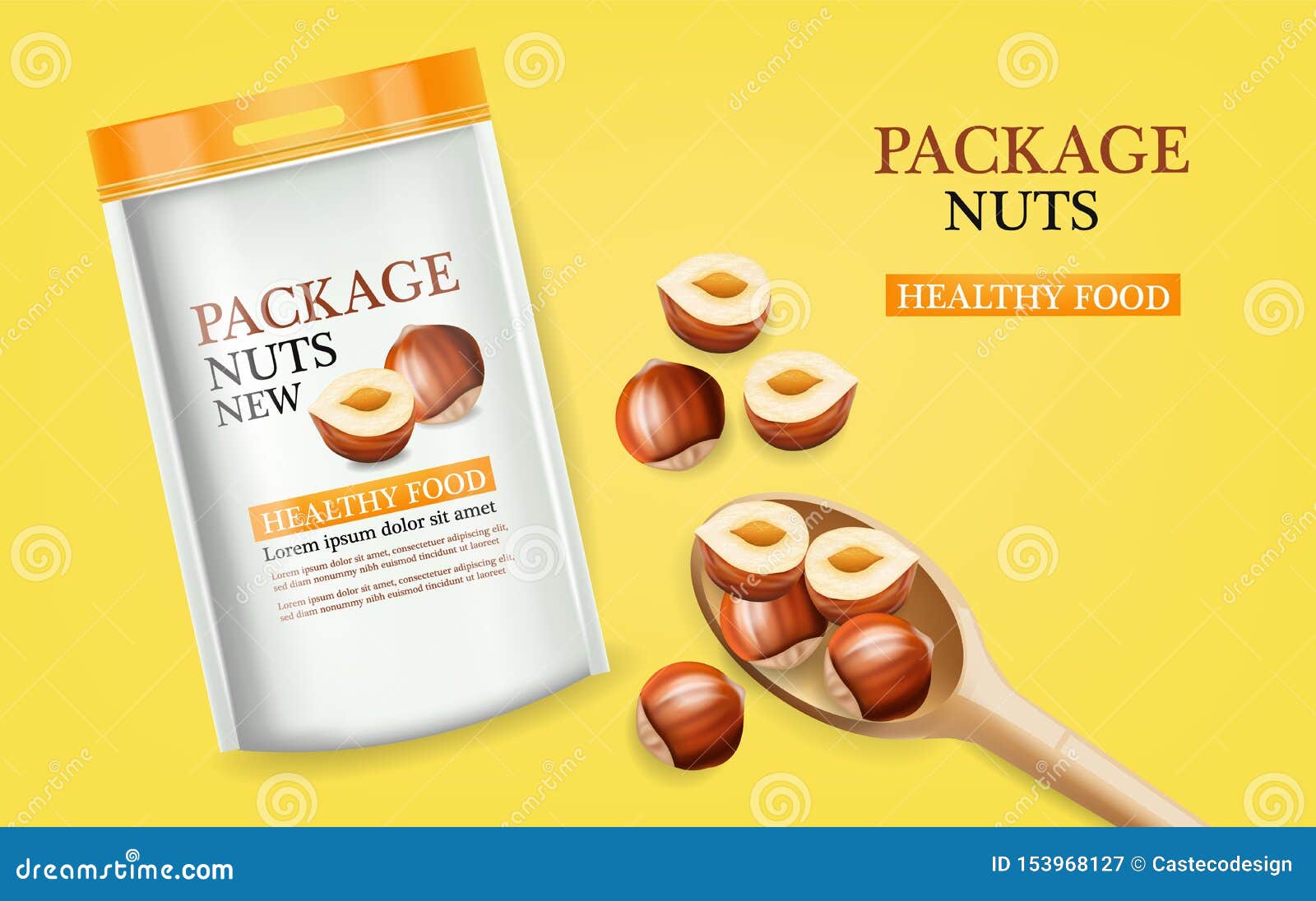 Nuts Package Vector Realistic Mock Up. Label Design. Product Placement ...