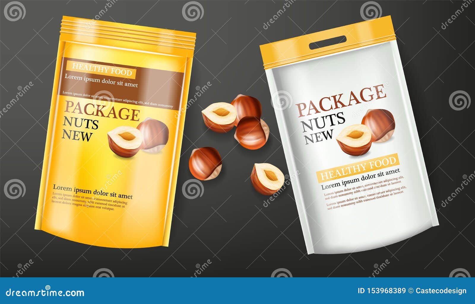 Nuts Package Vector Realistic Mock Up. Label Design. Product Placement ...