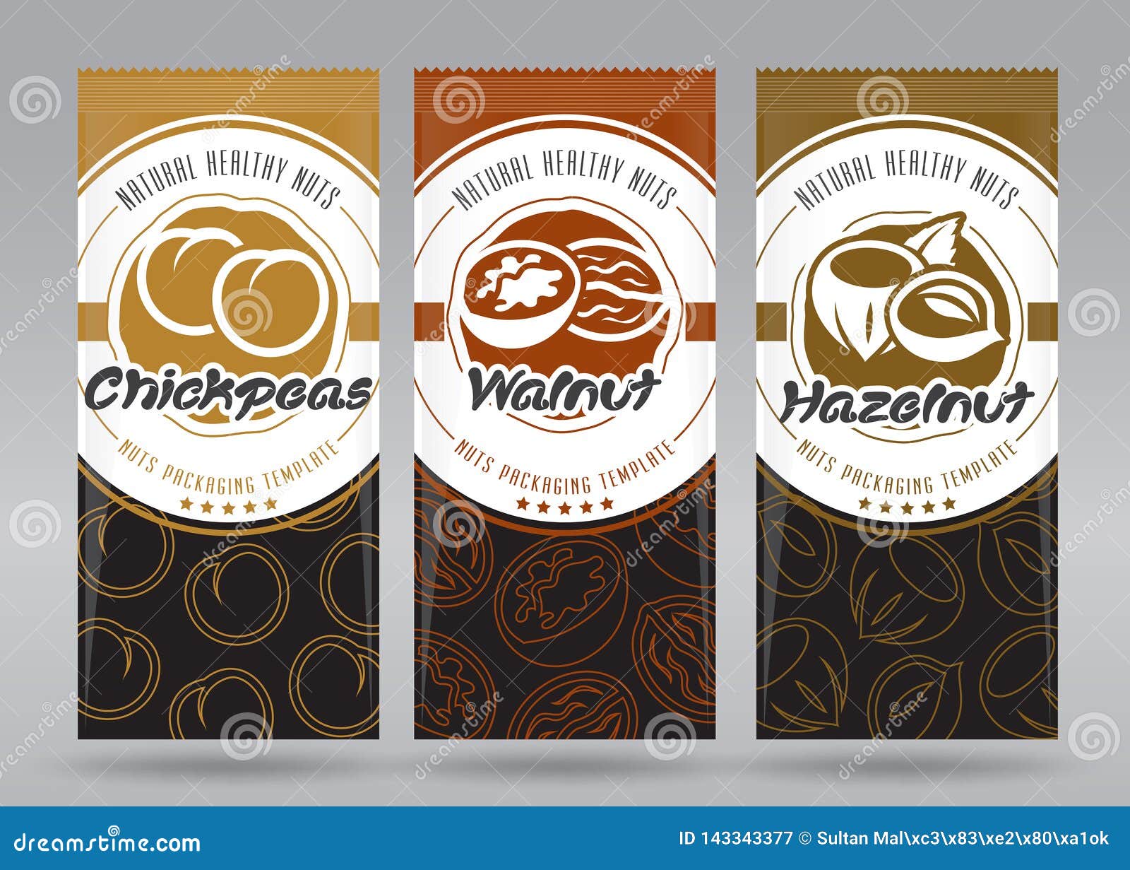 Nuts packaging set stock vector. Illustration of green - 143343377