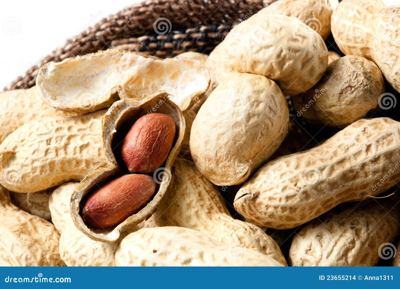 Nuts. Peanuts in shell stock photo. Image of white, fabric - 23655214