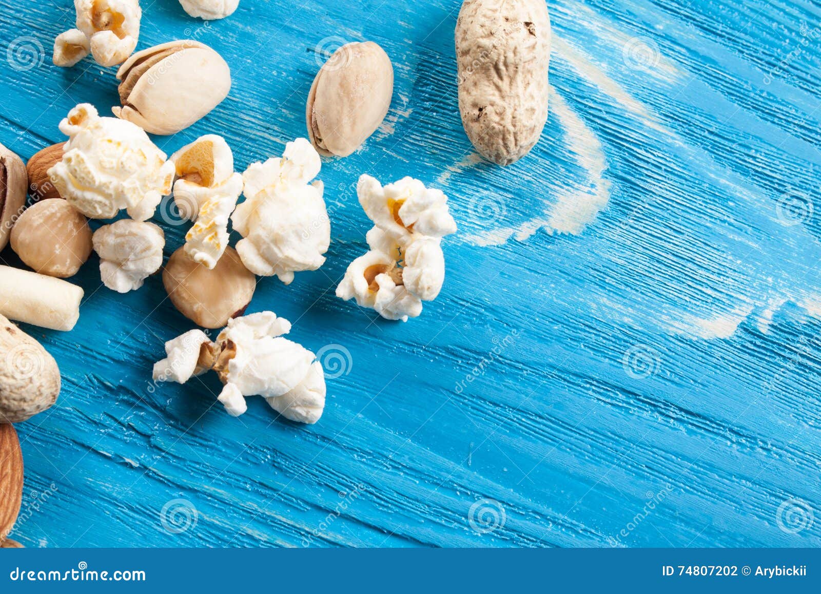Nuts and Popcorn on the Boards. Stock Photo - Image of flavorful ...