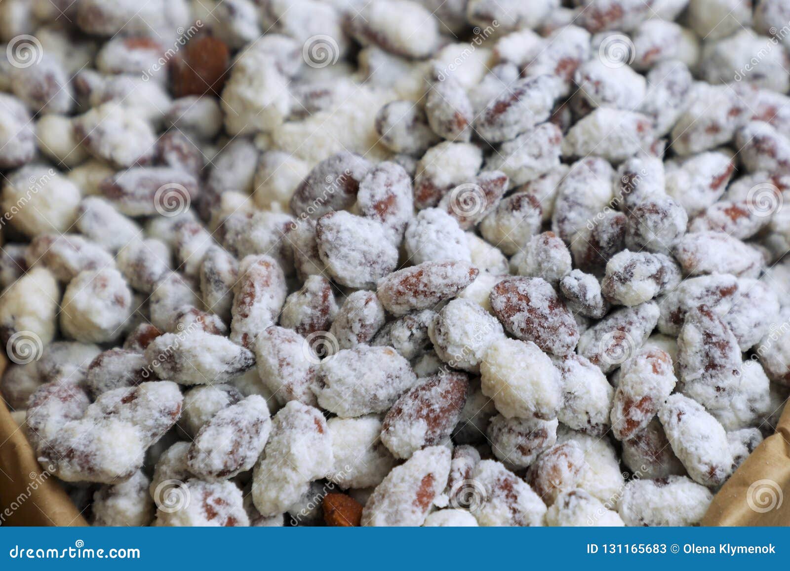 Nuts in Powdered Sugar Cover. Stock Image - Image of sugar, meal: 131165683