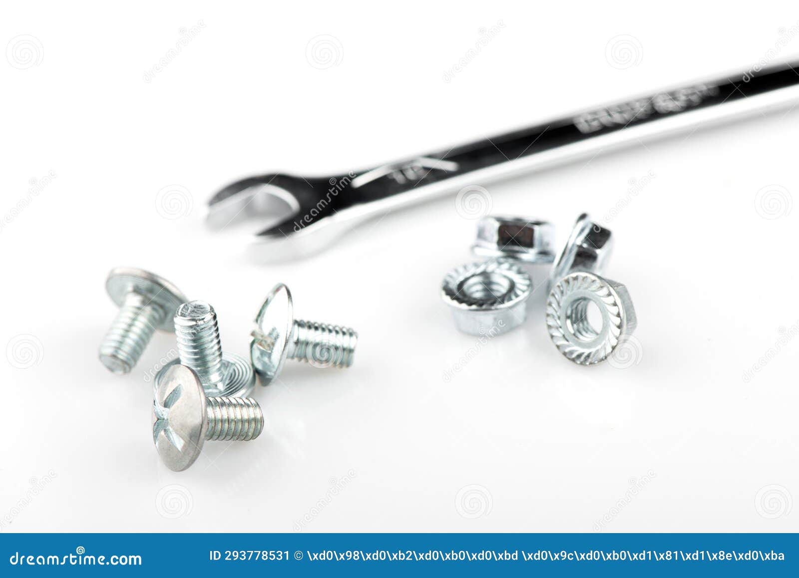 Nuts with a Press Washer on a White Background. M6 Screws Stock Image ...